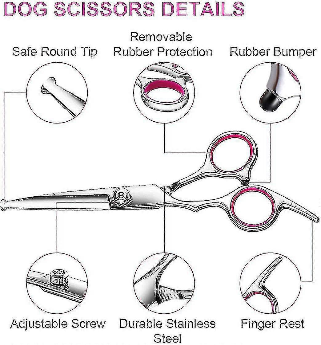 Dog Grooming Scissors Kit With Safety Round Tip, Stainless Steel ...