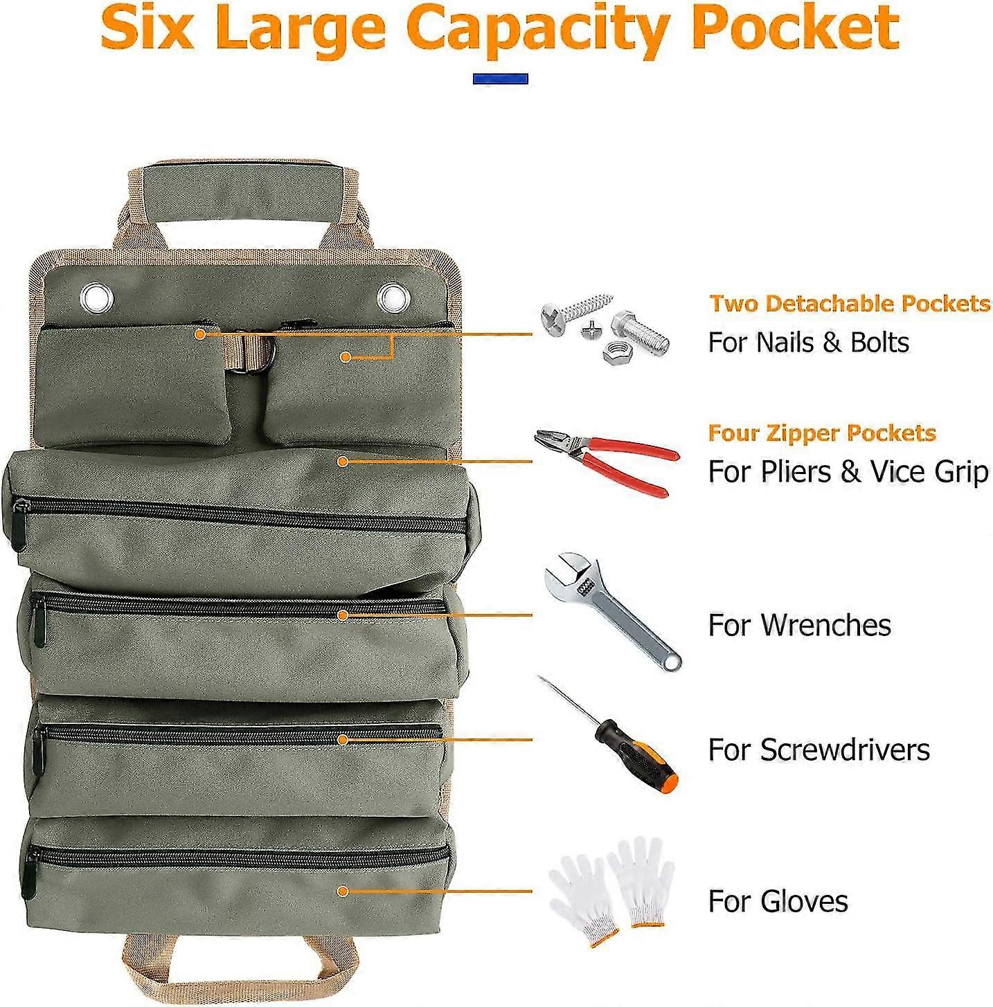 Canvas Roll Up Tool Bags Set, Multi-Purpose Tool Pouch, Heavy Duty ...