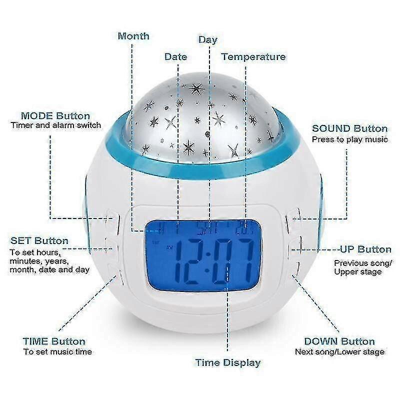 Projection Music Digital Display Alarm Star Clocks Kids | Fruugo UK