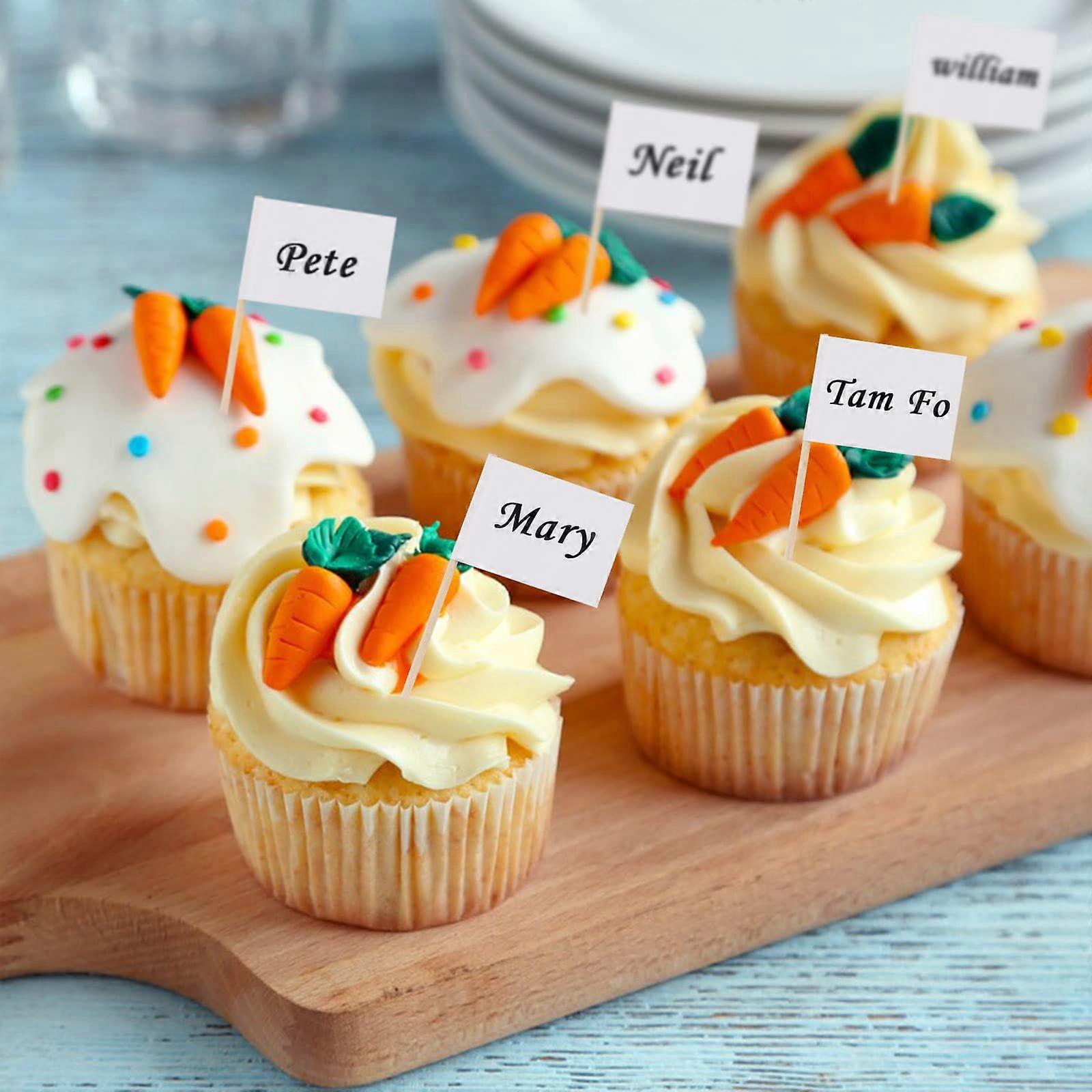 100PCS Party Food Labels for Buffet, White Blank Toothpick Flags ...