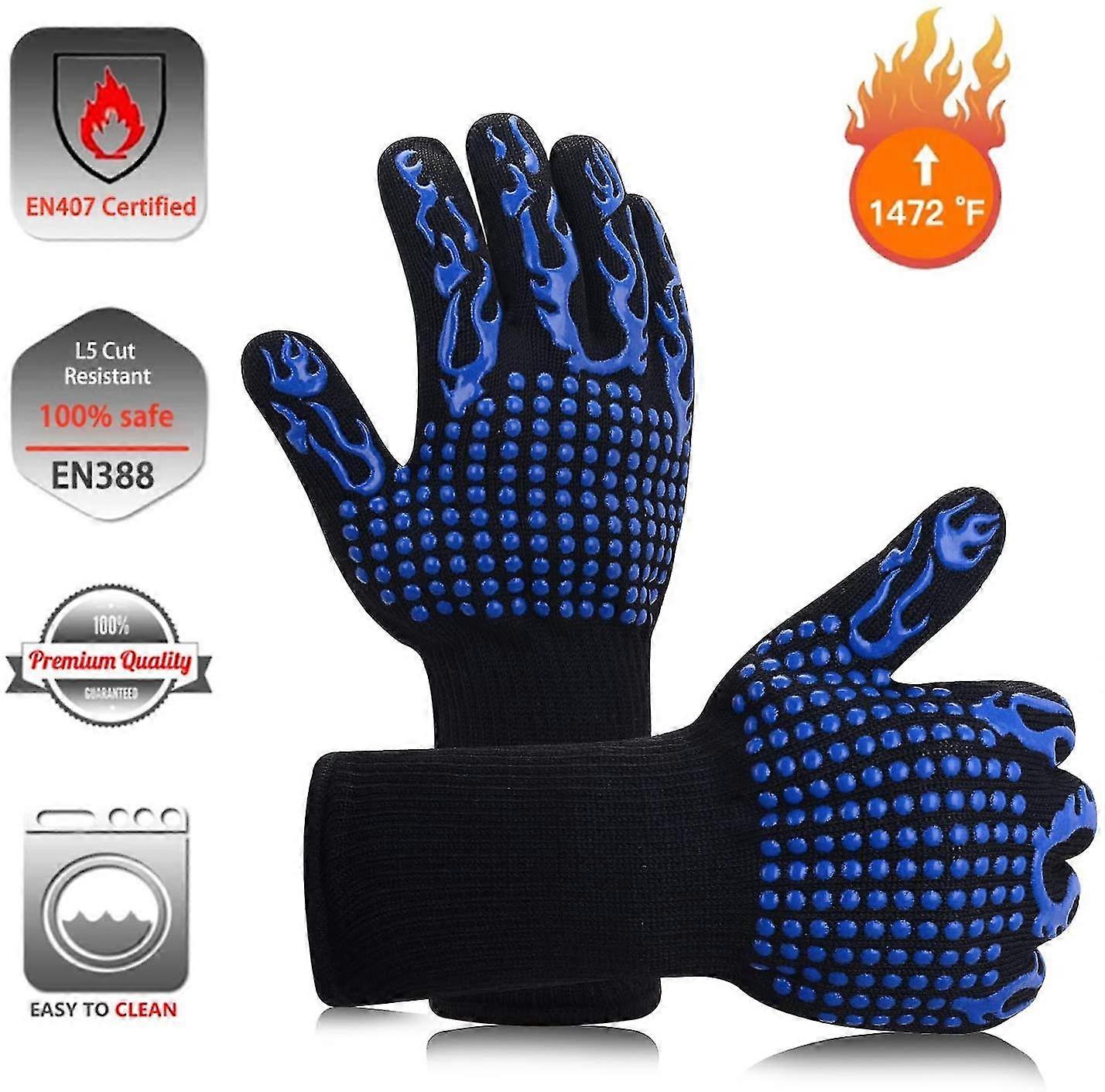 Heat Resistant Bbq Gloves 1 Pair | Non-slip Silicone Oven Gloves Up To 800c | Universal Gloves ...