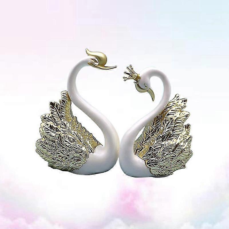 2 Pieces Of Swan Ornaments Figurines,swan Cake Decoration,car Figurines ...