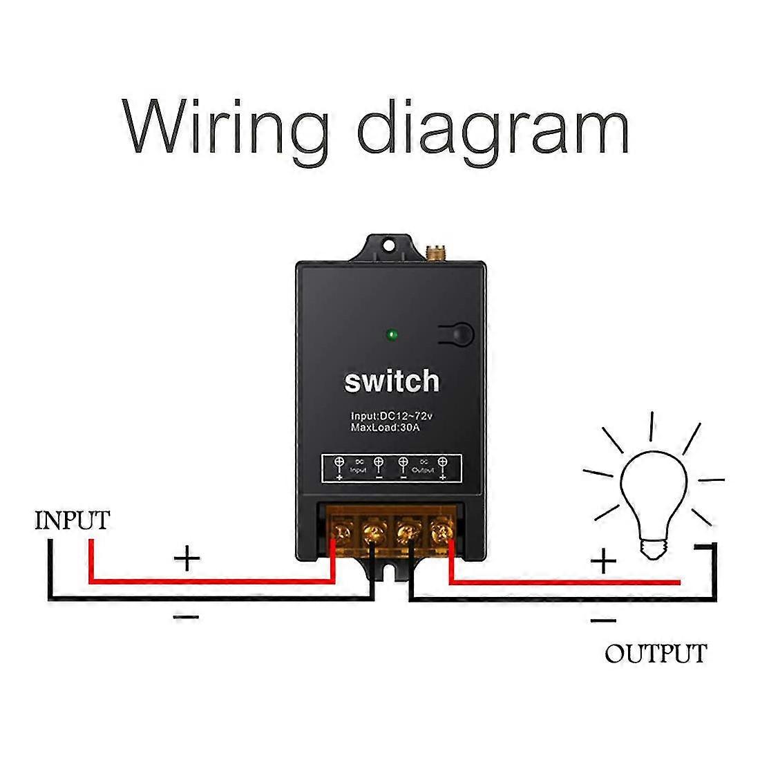 Remote Control Switch,DC 12V/24V/48V/72V 40A Relay, Wireless RF Switch ...