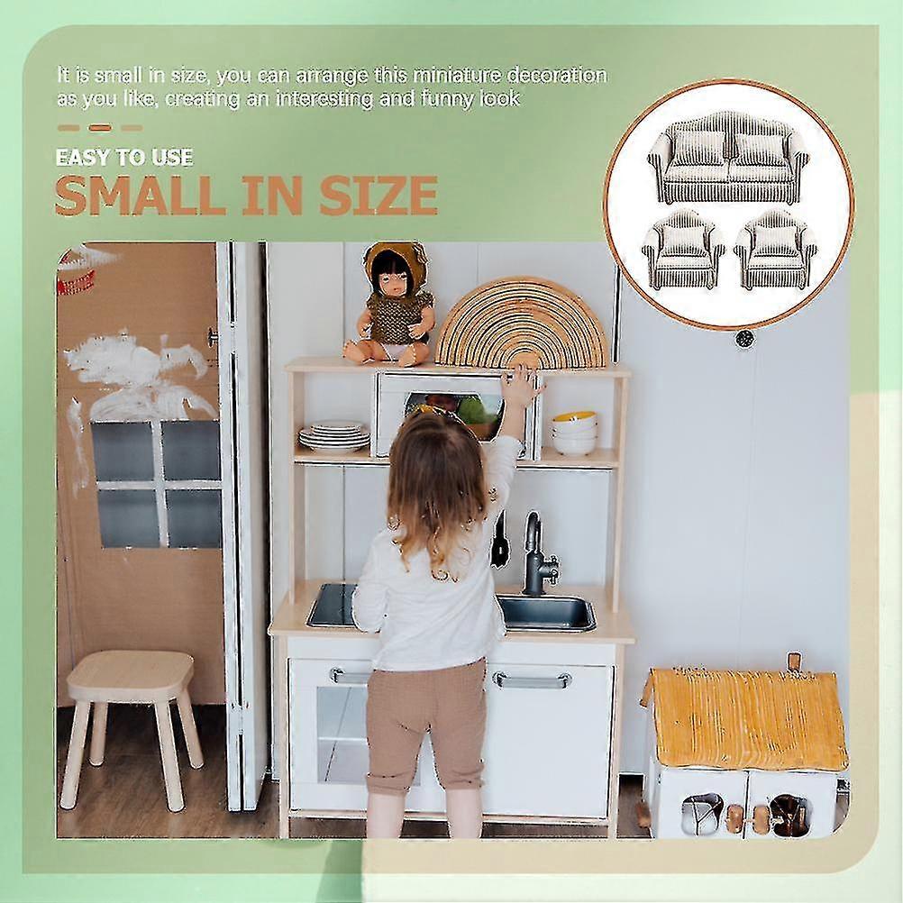 3 Pcs Couch Sofa Miniature Couch Model Dolls House Furniture Couch ...