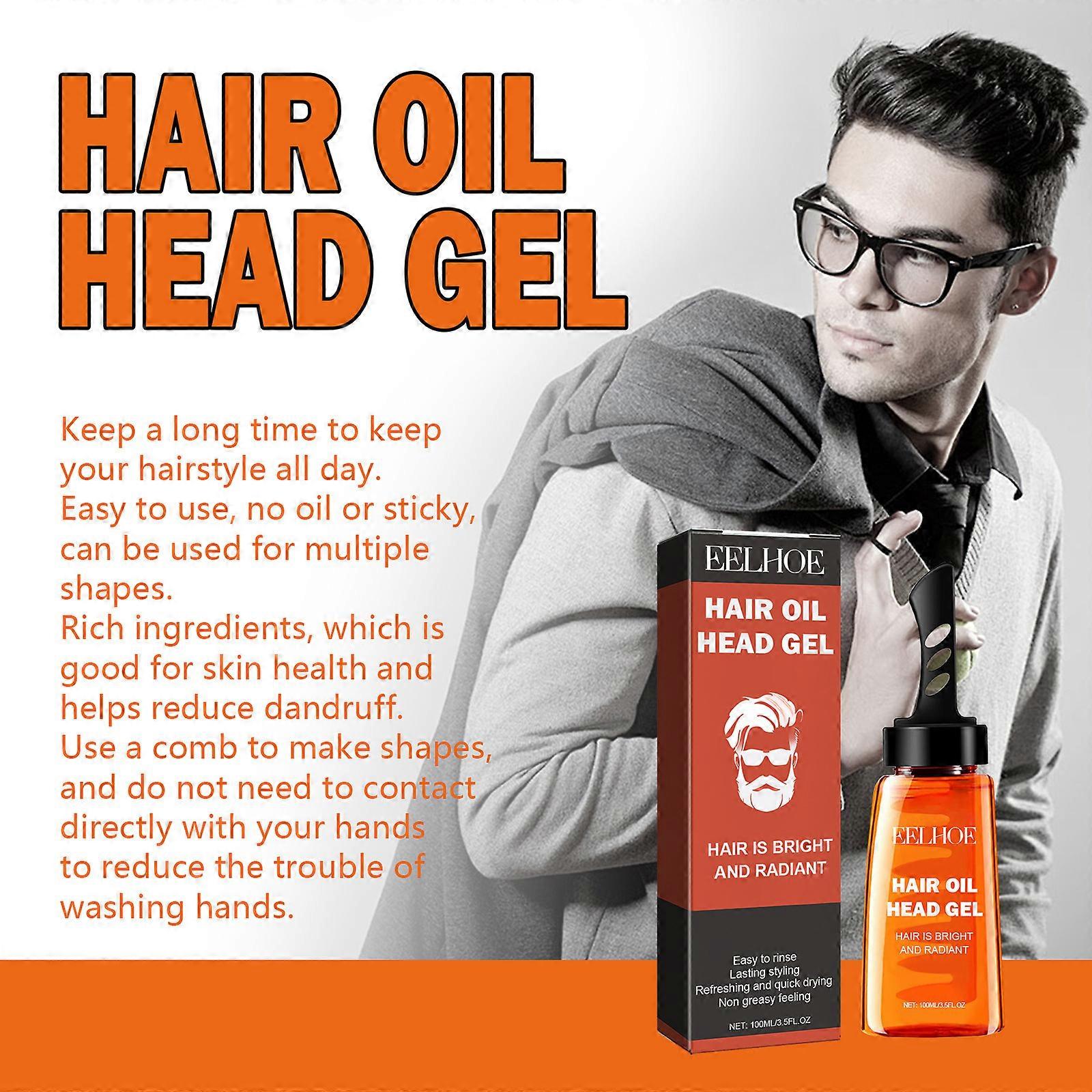 Men Hair Styling Gel with Comb,2-in-1 Long Lasting Fluffy Men Fast ...