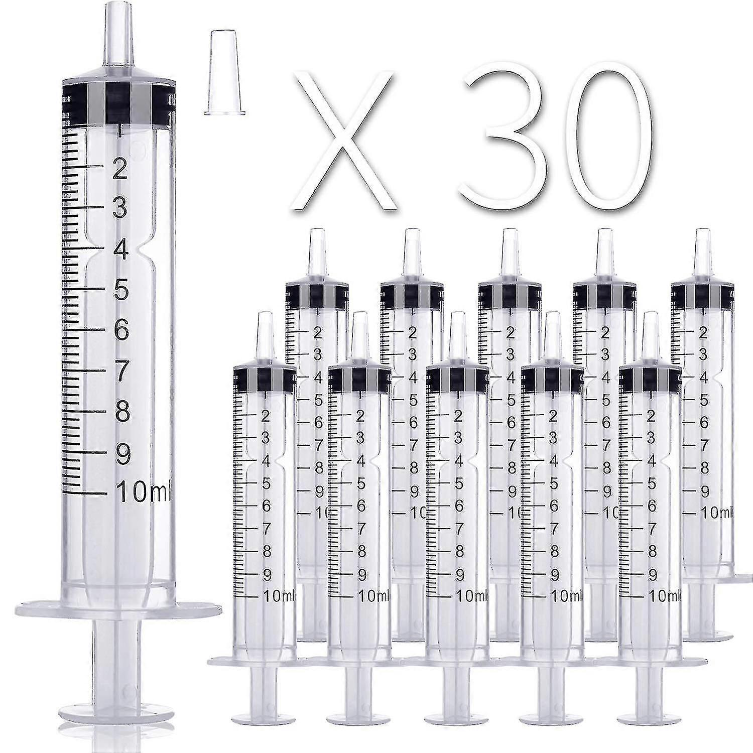 30pcs 10ml Plastic Syringe Small Syringe With Tip Cap & Individually ...
