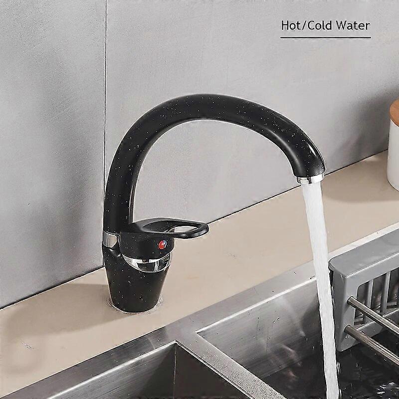 Kitchen Sink Faucet Cold Hot Water Single Hollow Handle Deck Mount 360 ...