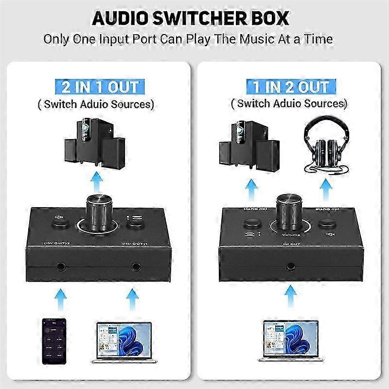 3.5mm Audio Switcher, 2 Input 1 Output or 1 Input 2 Output Audio ...