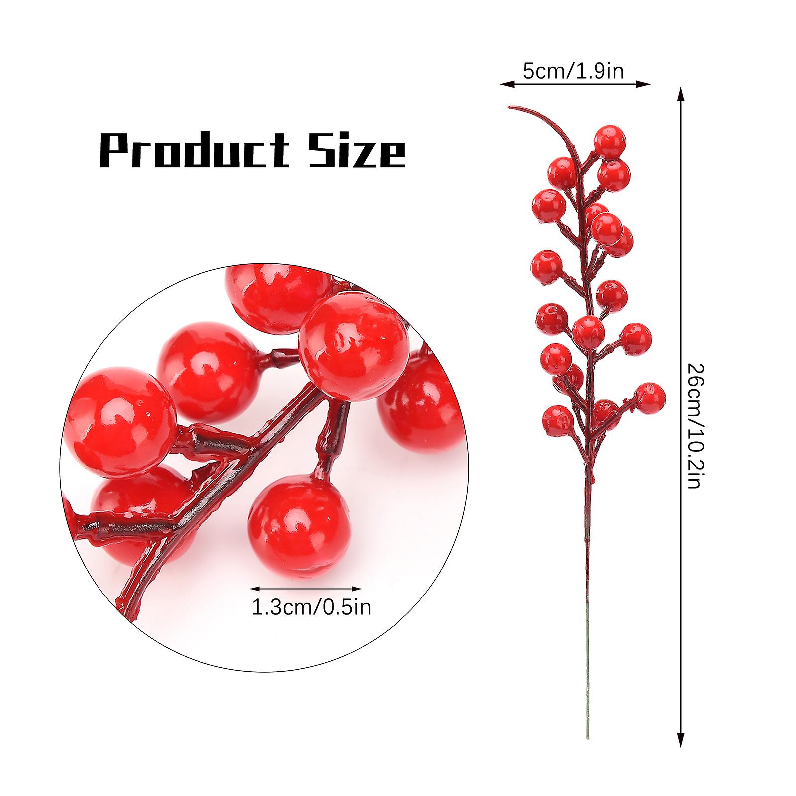Artificial Red Berry Stems Branches, Fake Berry Picks Faux Holly ...