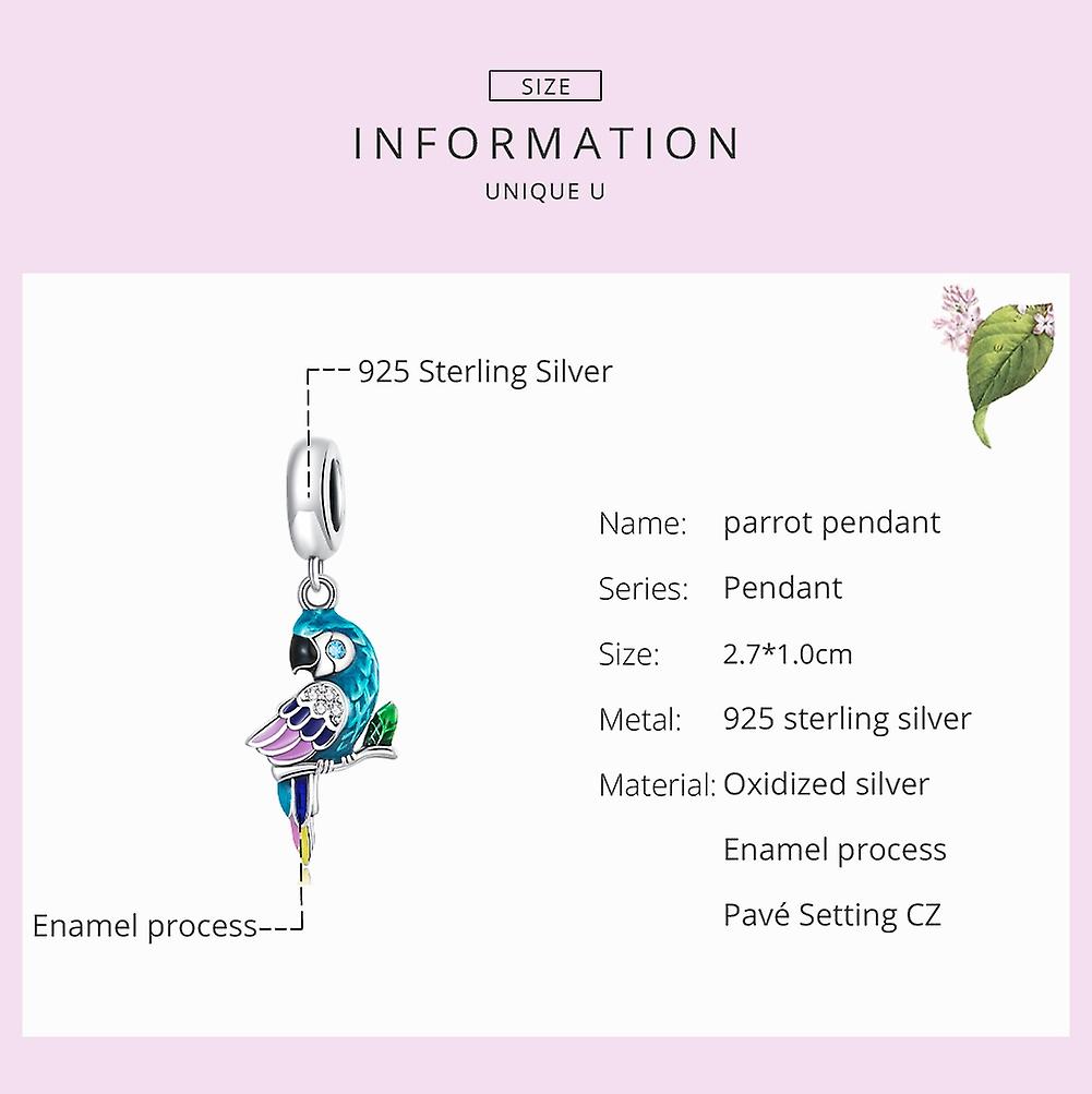 S925 Sterling Silver Parrot Pendant | Fruugo UK