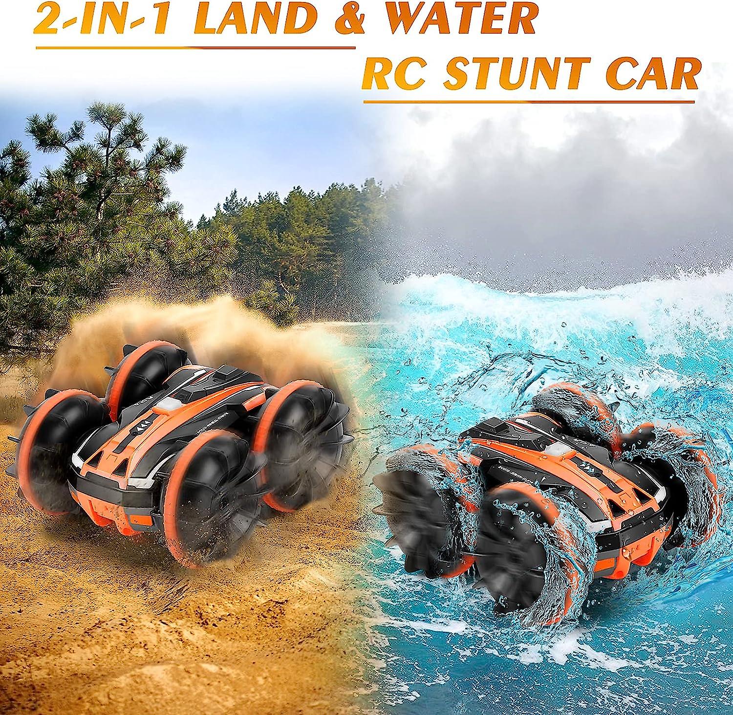 Amphibious Rc Car Remote Control Boat For Kids, 4wd 2.4ghz 2 In 1 Rc Stunt Car With 360 Flips ...