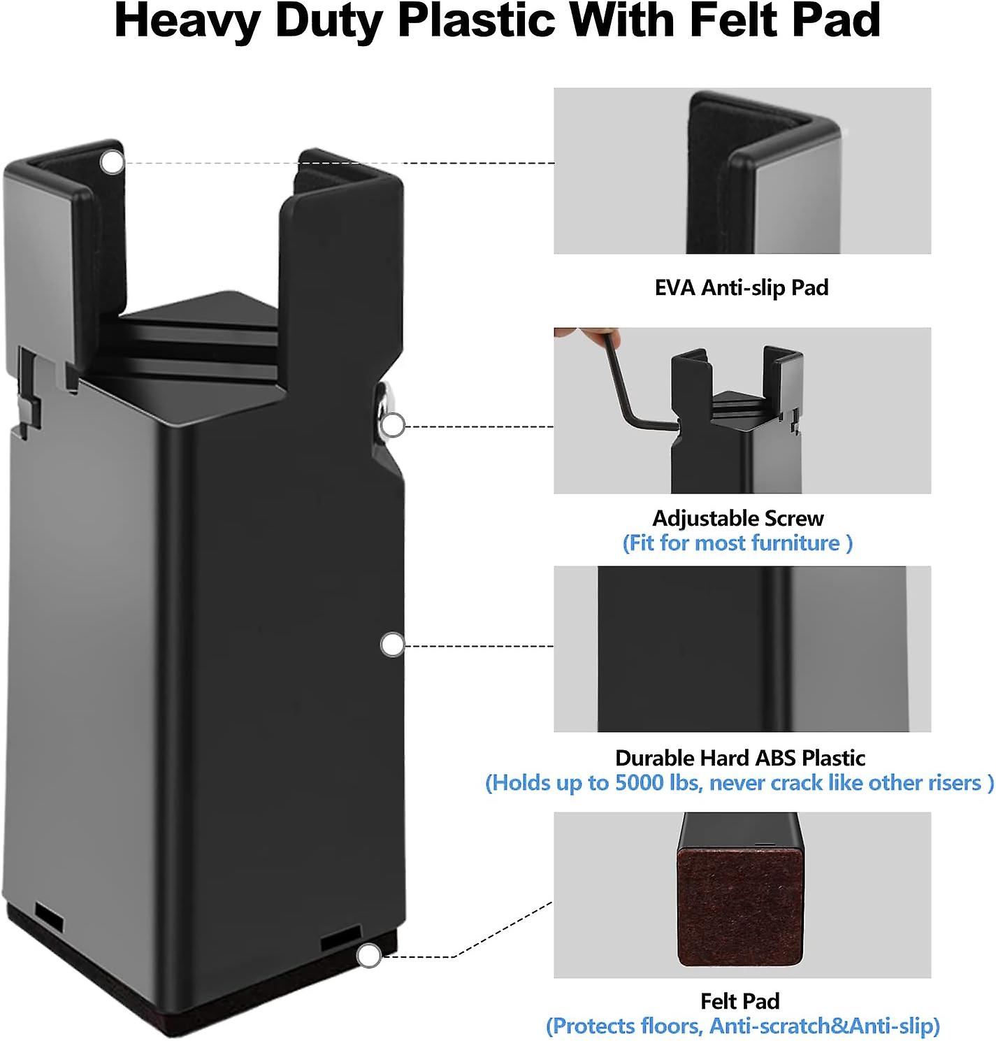 Bed Risers Adjustable 4 Inch Furniture Risers With Screw Clamp, Heavy ...