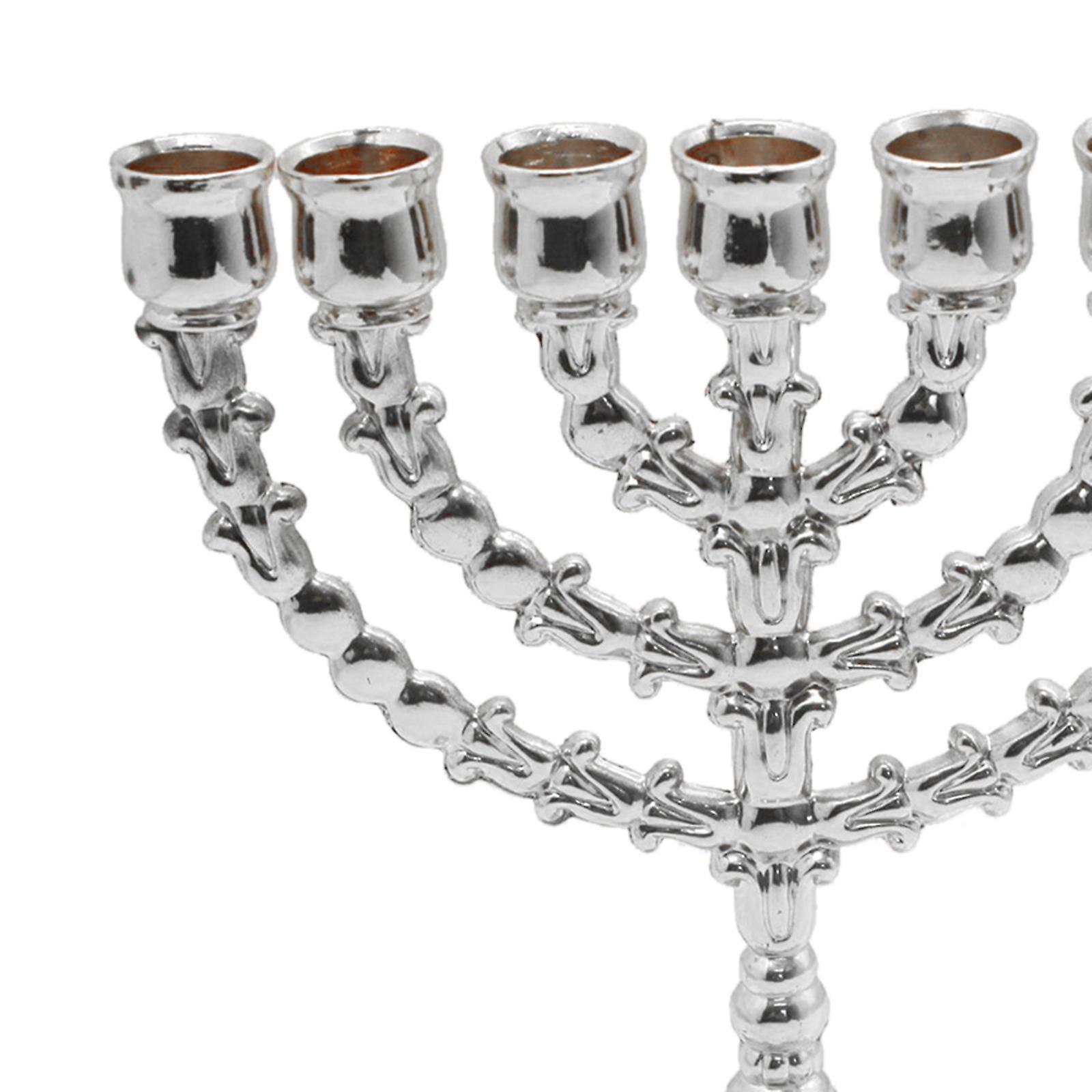 Hanukkah Menorah Jewish Candle Holder 7 Branches Candlestick Tealight ...