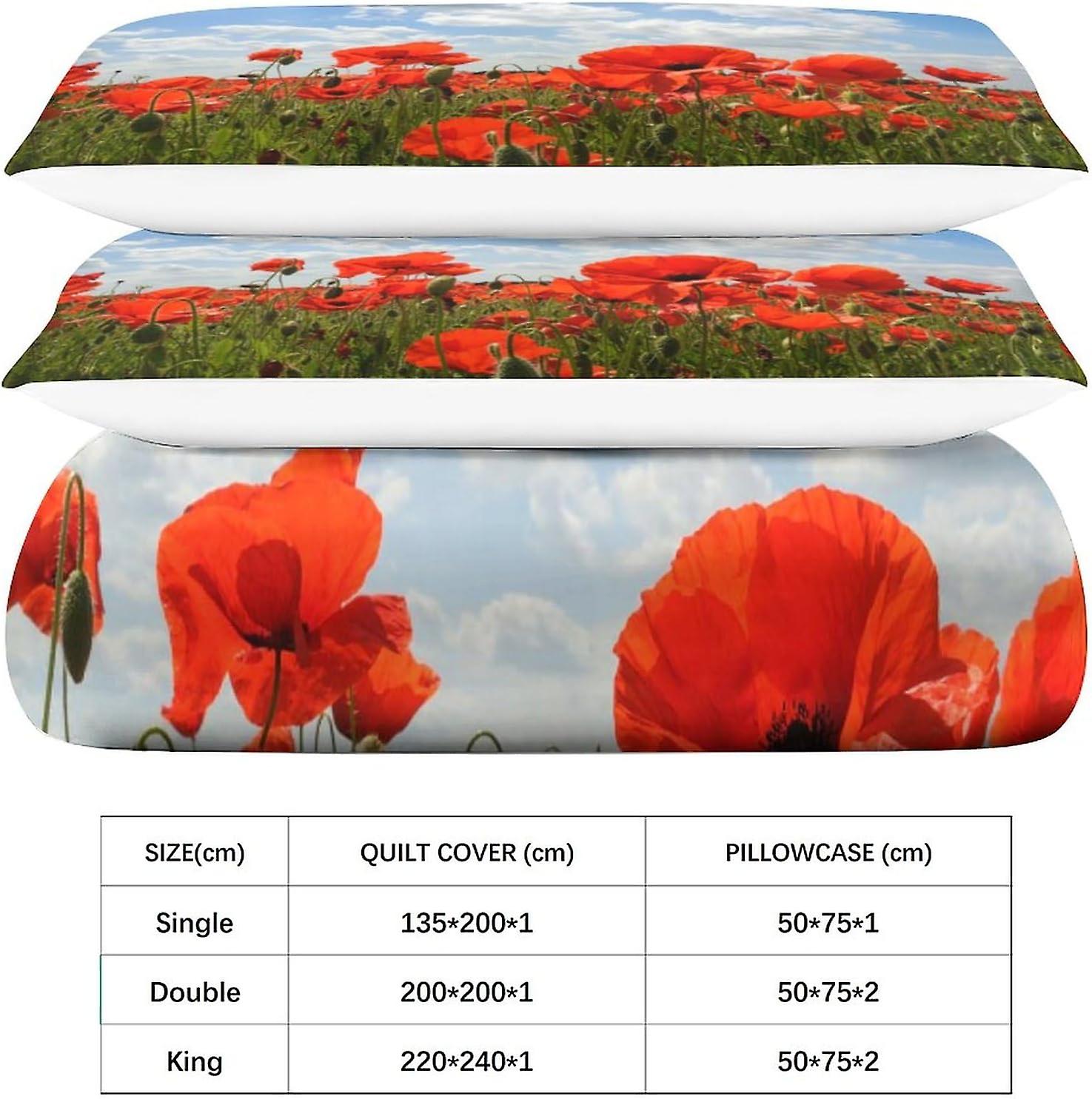 Poppy Duvet Cover Set 3D Bedding Set botanical Print Comforter Cover ...