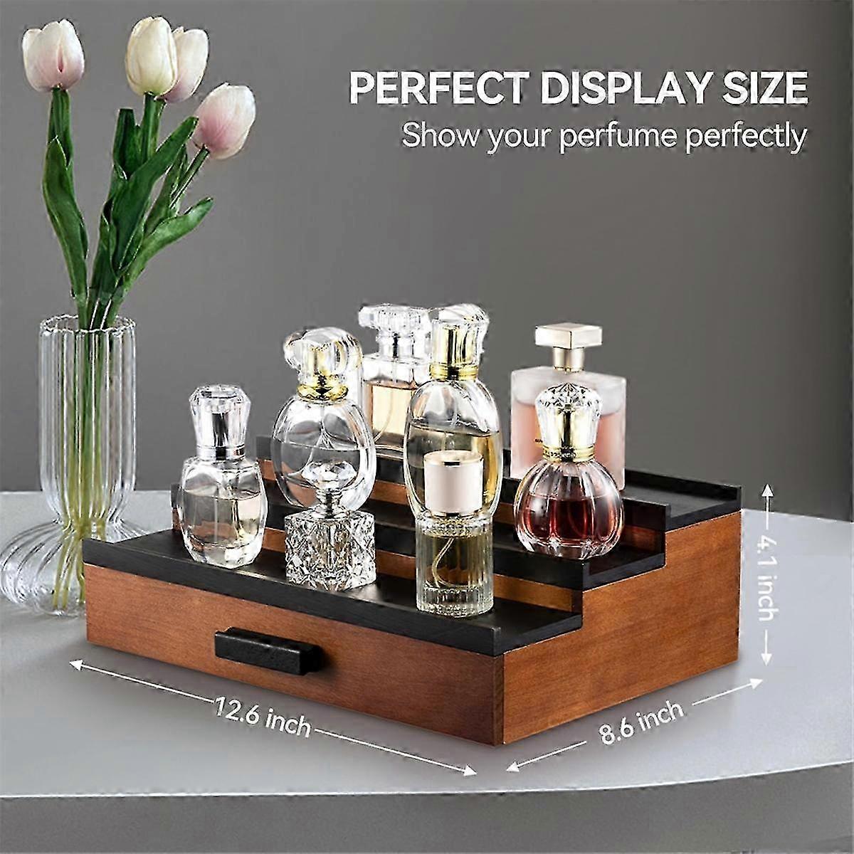 Wooden Cologne Organizer Shelf for Men Dresser, 3 Tier Cologne Display ...