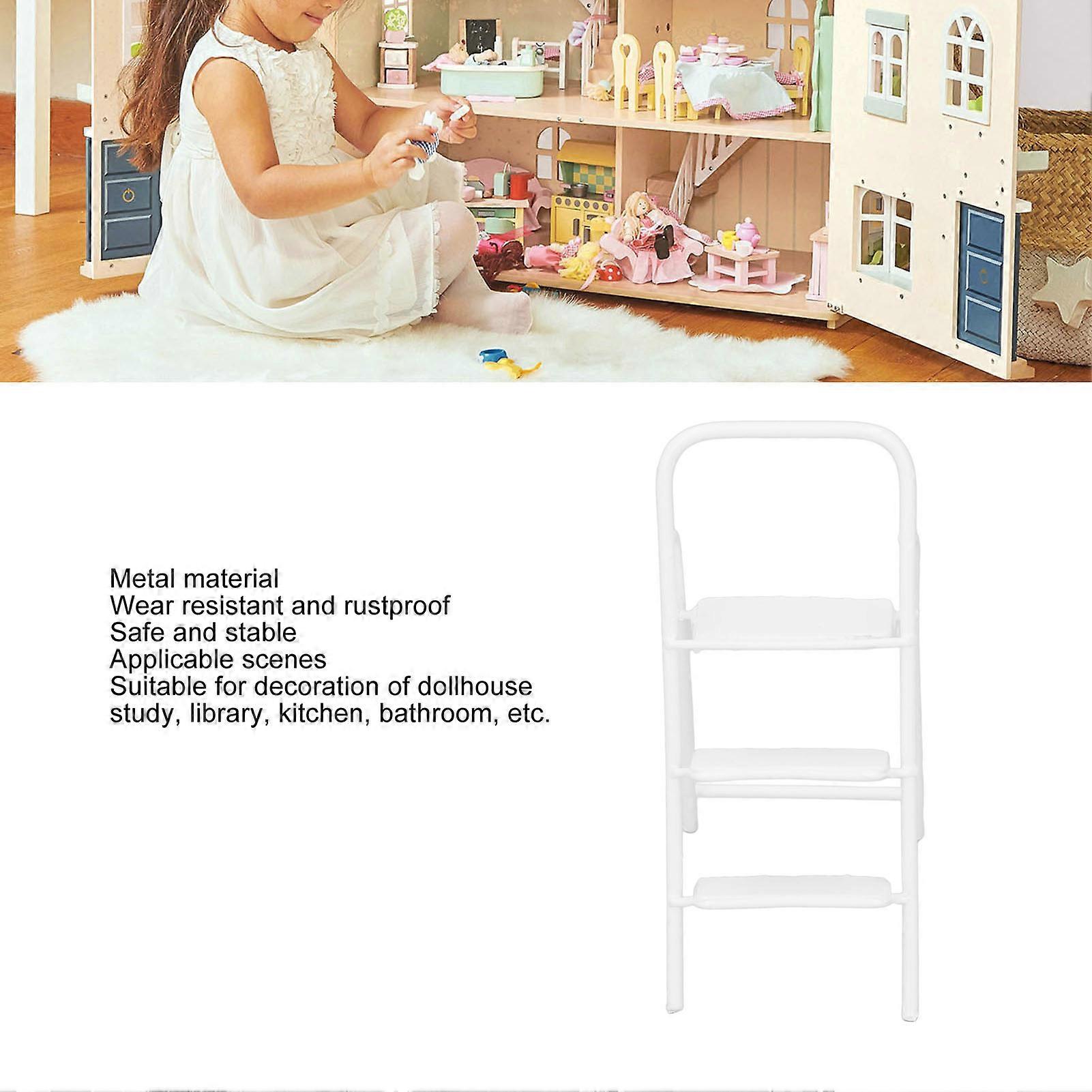 1/12 Miniature Step Ladder Metal Delicate Texture Mini 3 Step Ladder ...