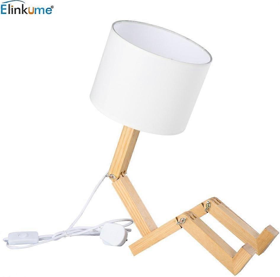 Robot Bedside Lamp, Creative Table Lamps with Adjustable Wood Base ...