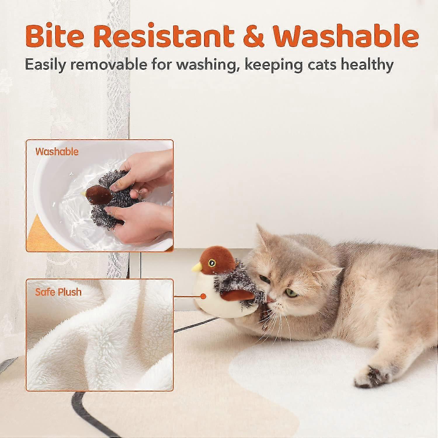 Potaroma Cat Toys Rechargeable Flapping Bird Sparrow, Lifelike Chirp ...