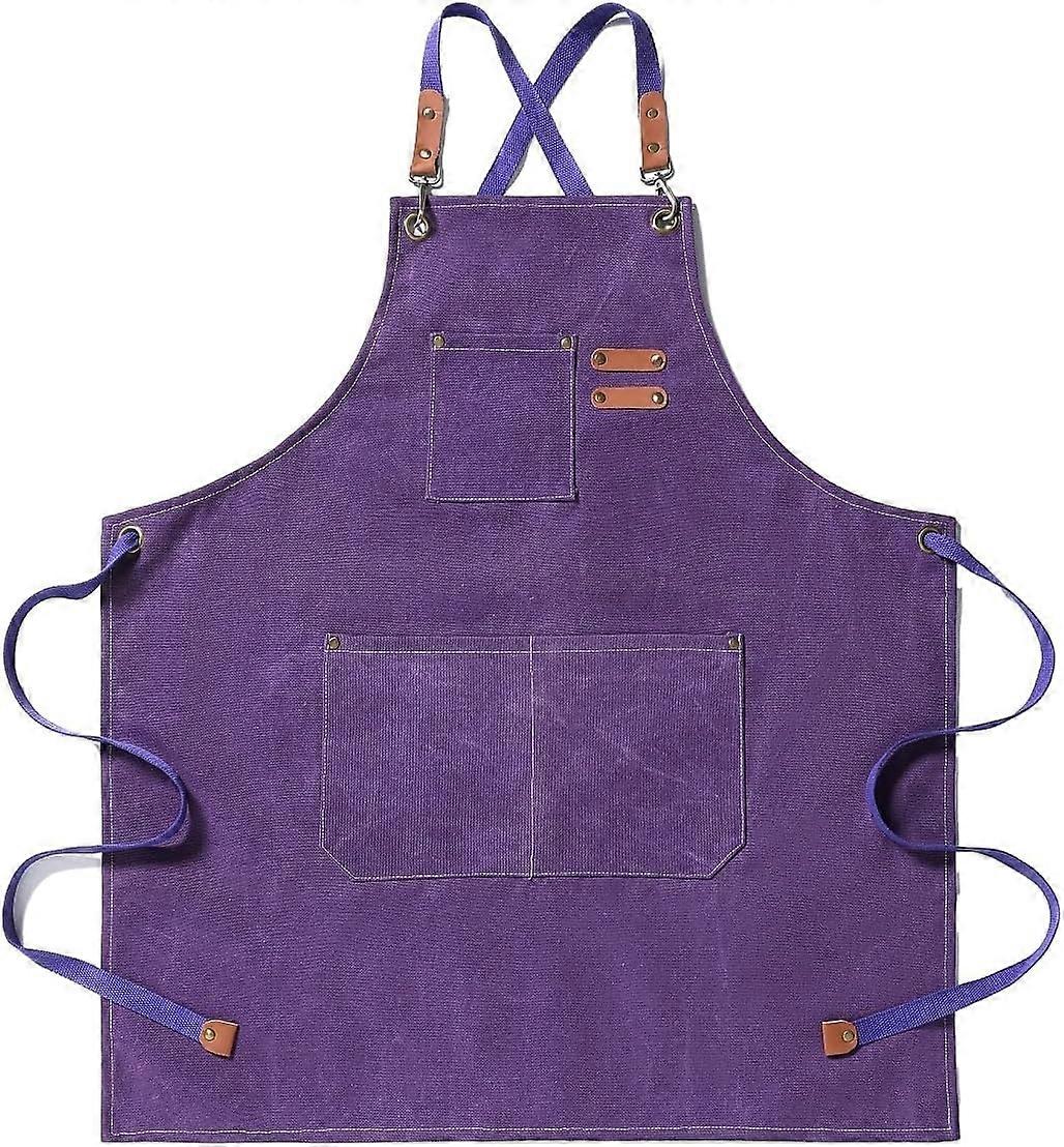 Chef Aprons for Men Women with Large Pockets, Cotton Canvas Cross Back ...