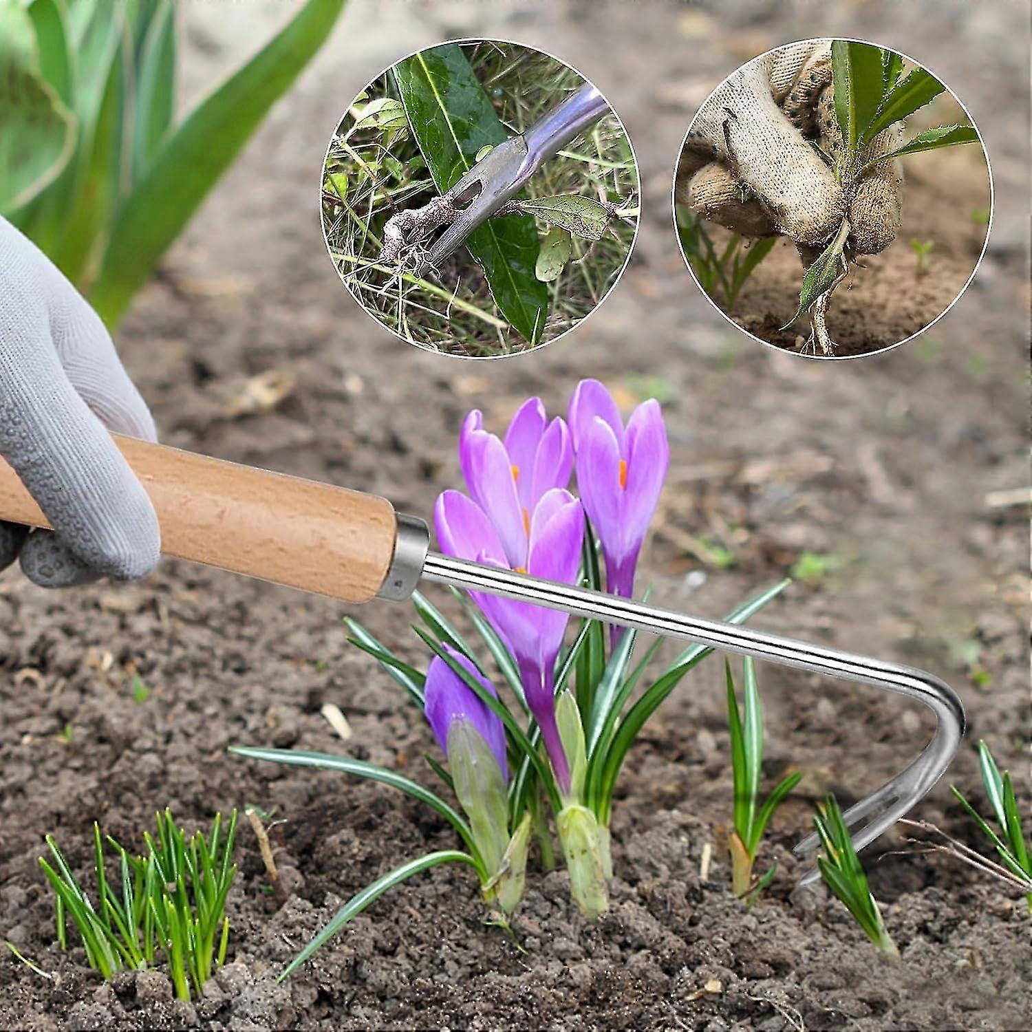 1PC Stainless Steel Weeding Tool, Manual Weeding Machine with Wooden ...