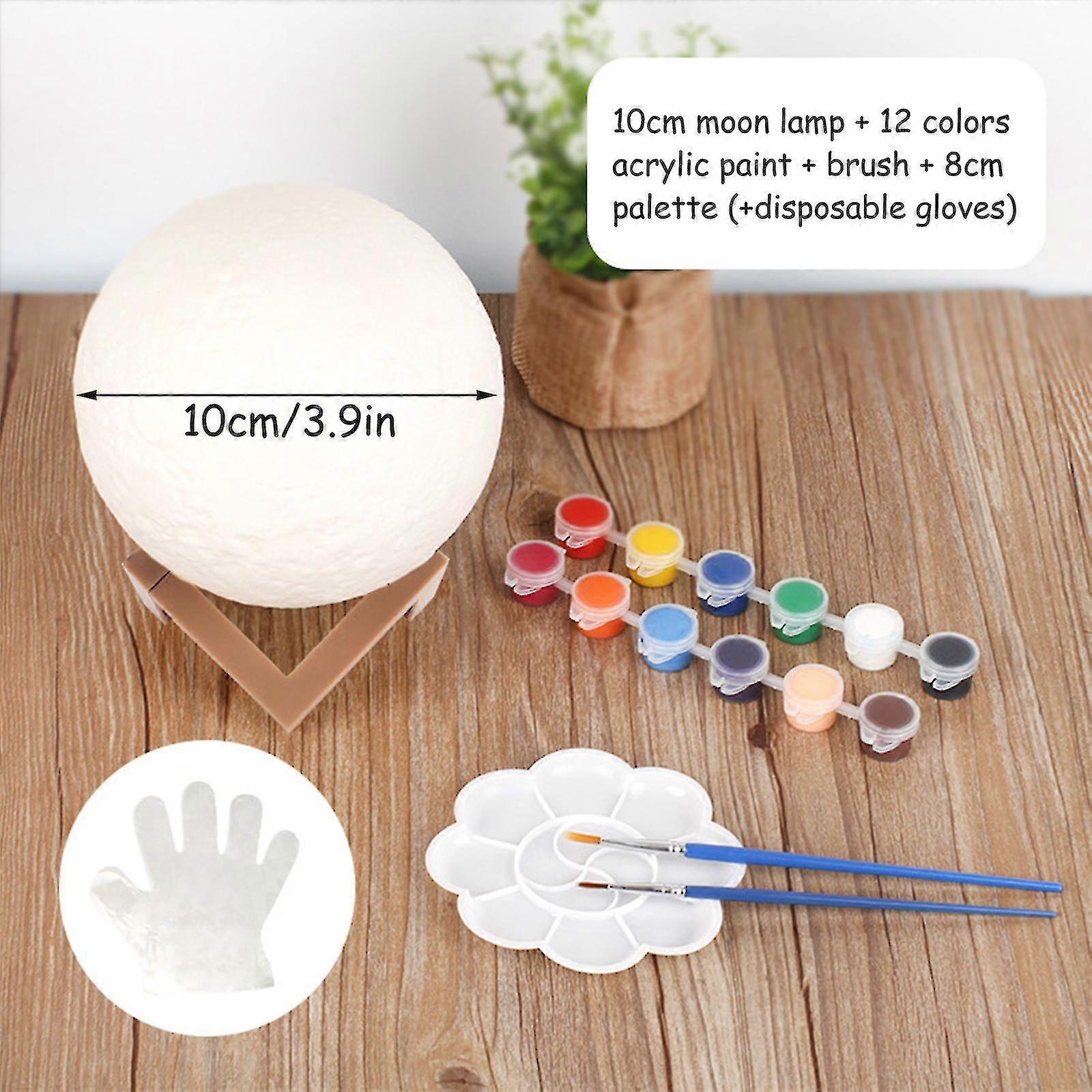 Paint Your Own Moon Lamp Kit,diy 3d Moon Night Light With Wooden Stand ...