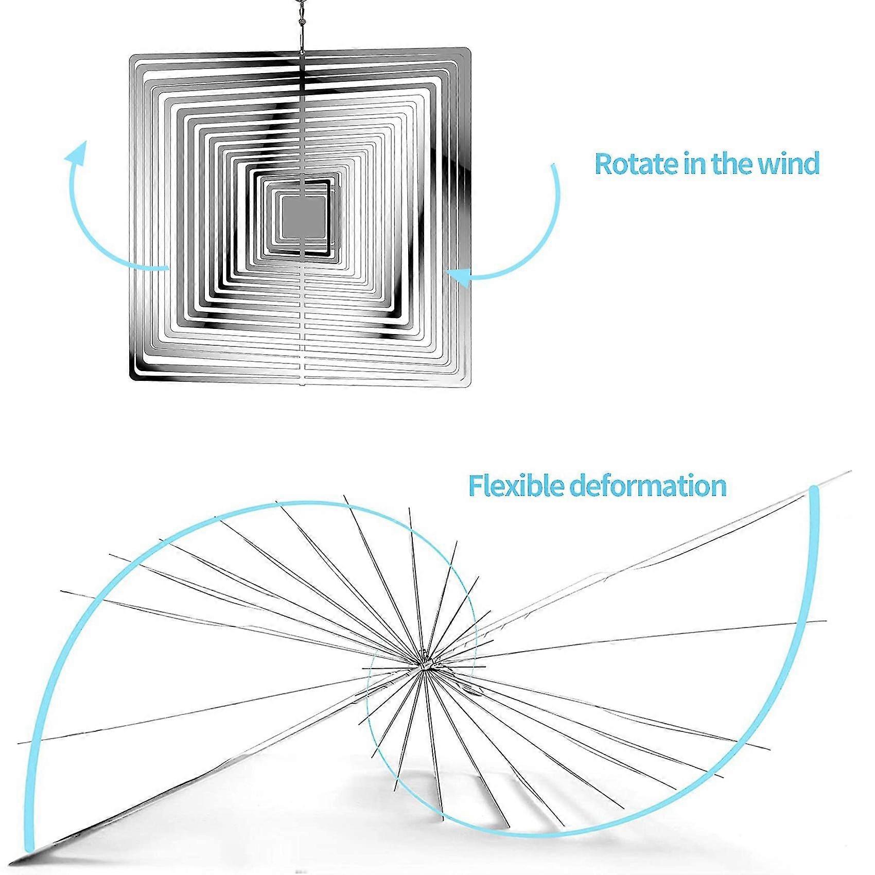 Stainless Steel 3d Metal Rotating Wind Chime Pendant Hanging Wind ...