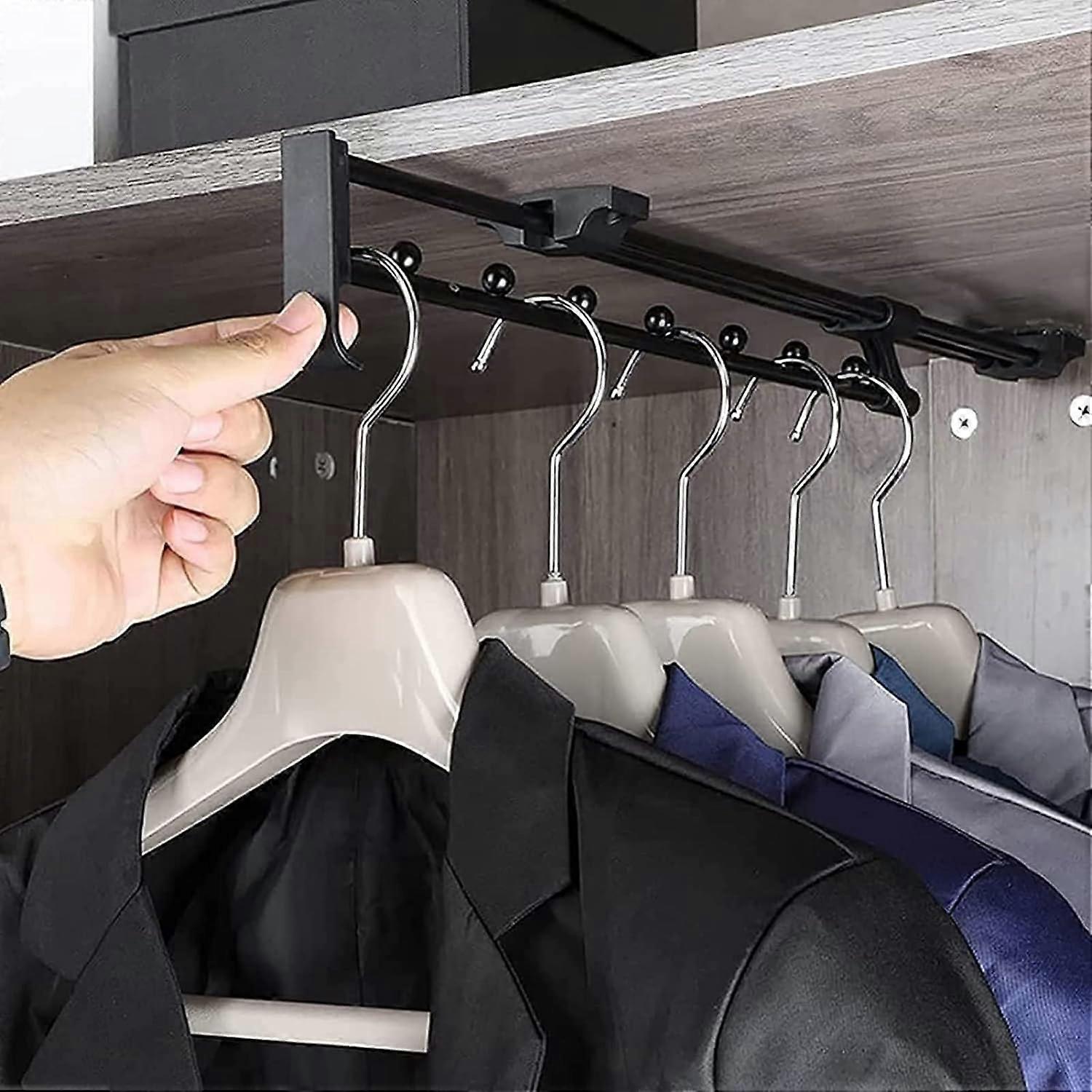 Heavy Duty Retractable Closet Pull Out Rod - Wardrobe Clothes Hanger ...