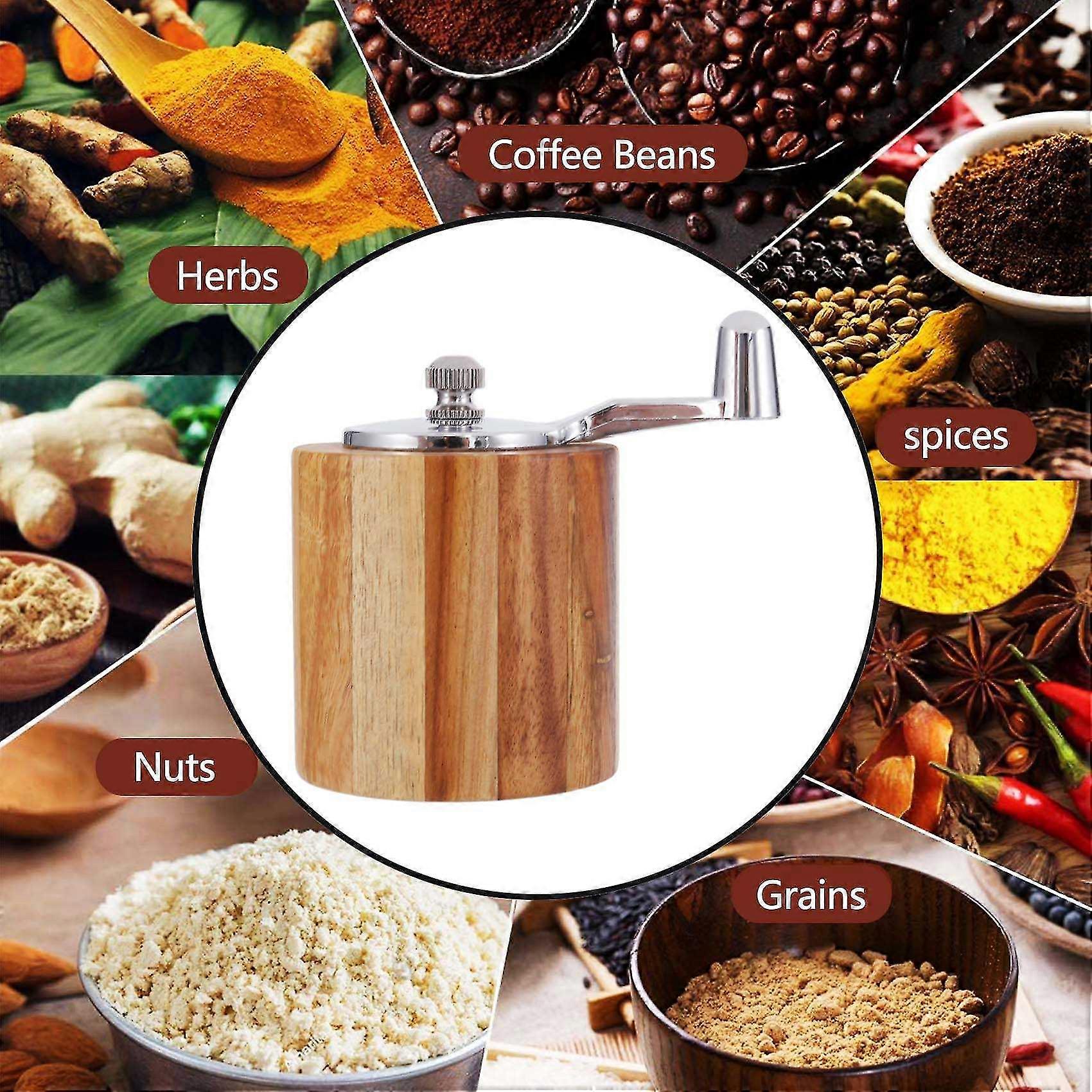 Salt And Pepper Mill, Hand Crank Wood Pepper Grinder Salt Shaker With ...