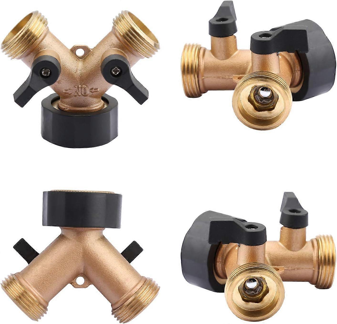 Brass Garden Faucet Splitter, 2-Way Y Watering Hose Faucet Connector ...