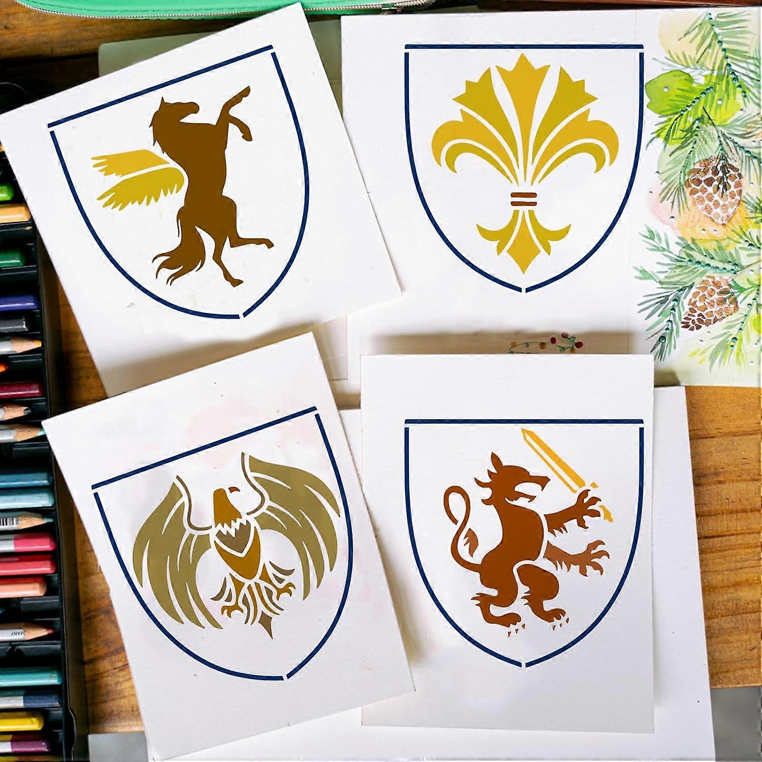 Heraldic Crest Coat of Arms Family Stencil 11.8x11.8inch Heraldic Crest ...