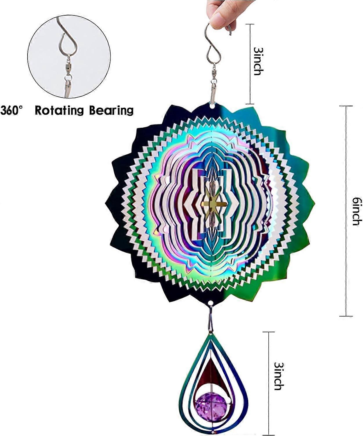 Wind Chime, 3D Outdoor Wind Chime 30cm Rotating Wind Chime for Garden ...