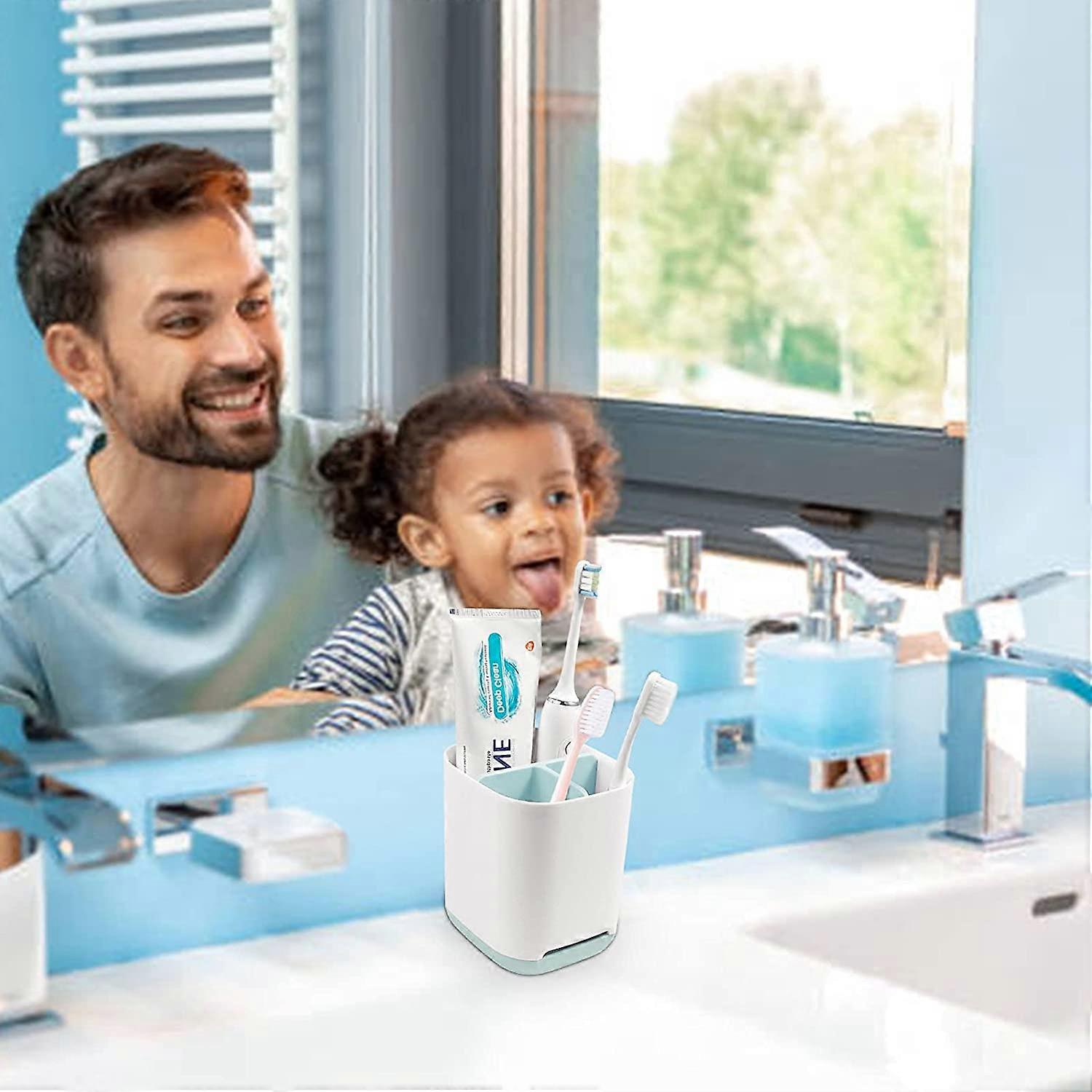 Plastic Bathroom Toothbrush Holder and Toothpaste Storage Organizer for ...