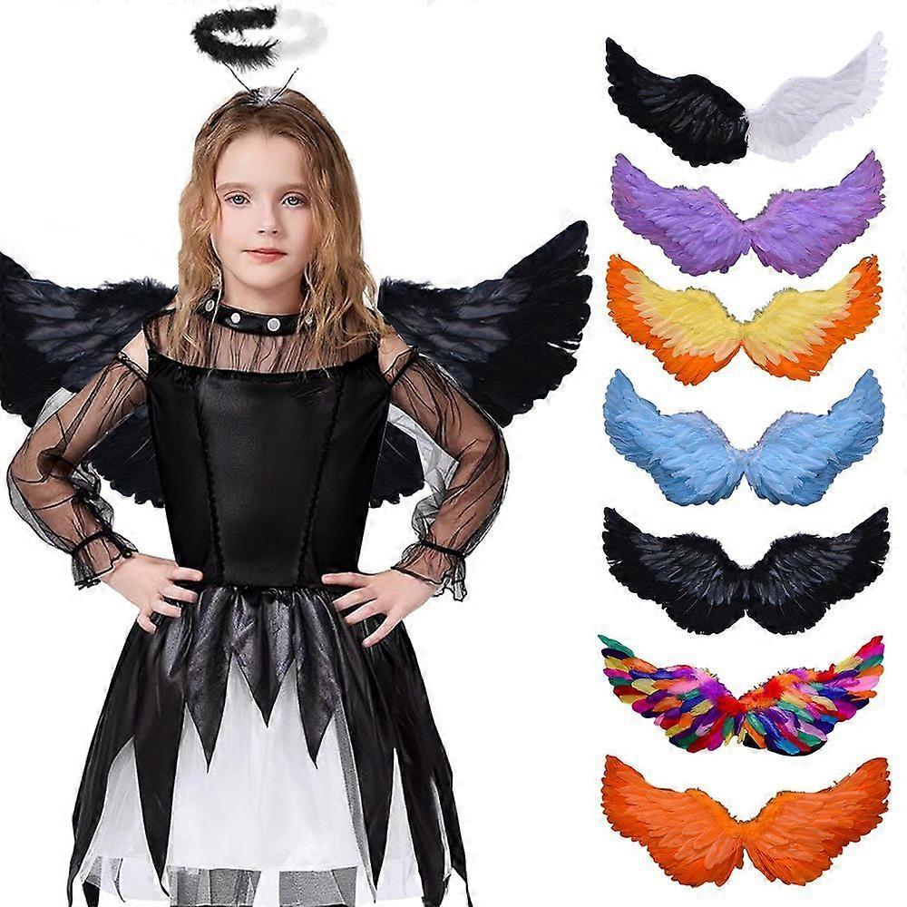 Kids Angel Wings Girls Princess Costume Adjustable Feather Fairy Wings ...