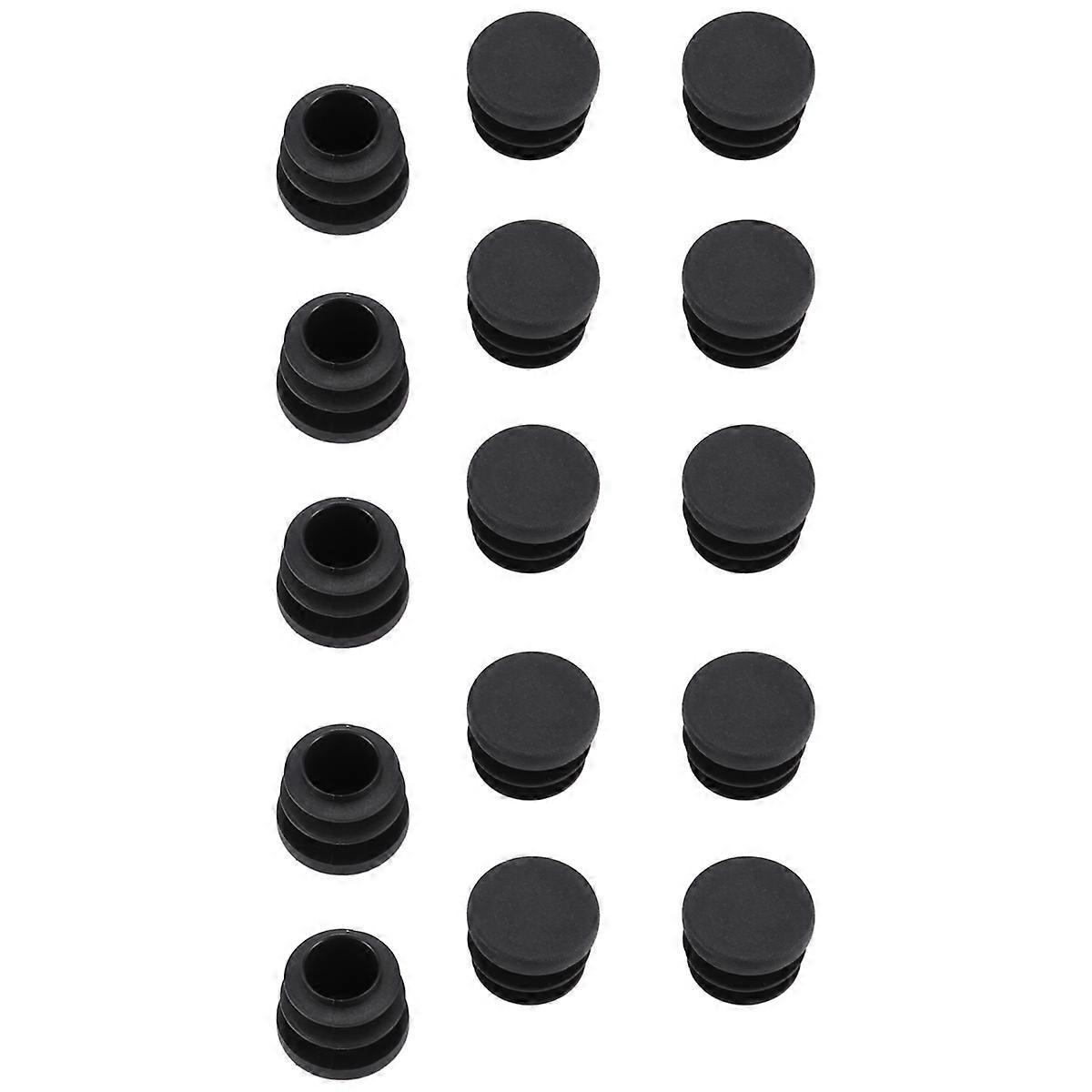 15Pcs Black Plastic Blanking End Cap Round Tube Insert Pipe Bung 16mm ...