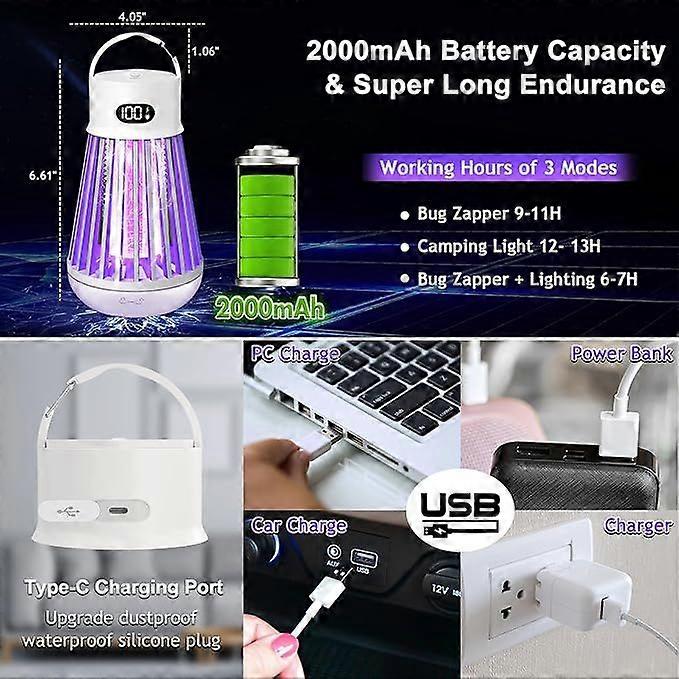 LED Bug Zappers Indoor Outdoor Mosquito Zappers, Rechargeable Fly ...