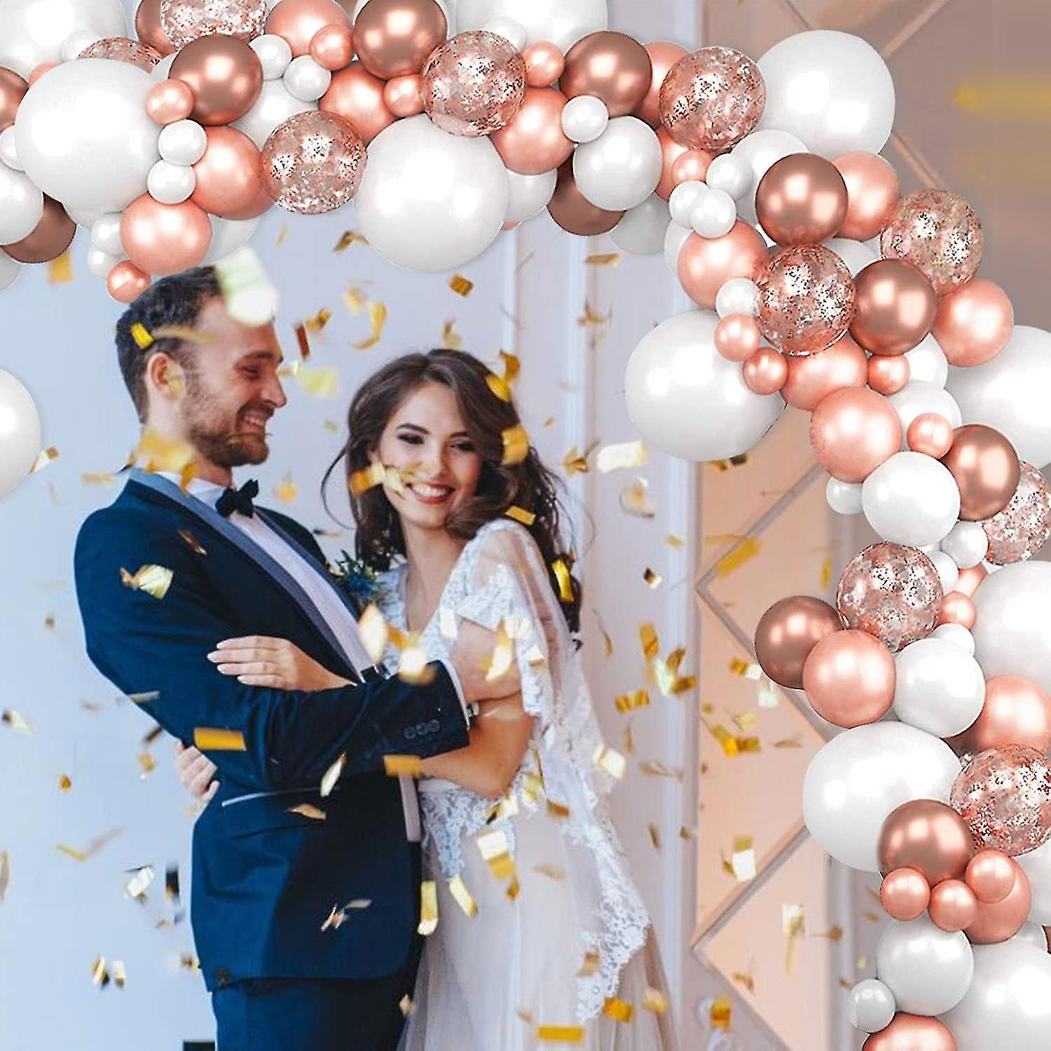 Rose Gold Balloon Arch Kit , 145pcs Rose Gold Confetti Balloon Garland ...