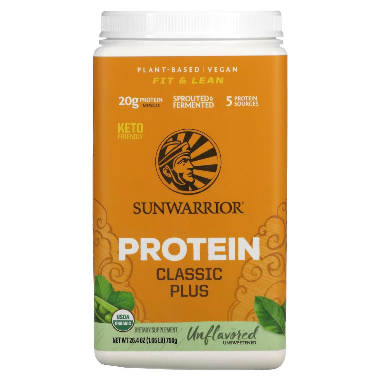 Sunwarrior, Protein Classic Plus, Plant Based, Unflavored, 1.65 lb (750 ...