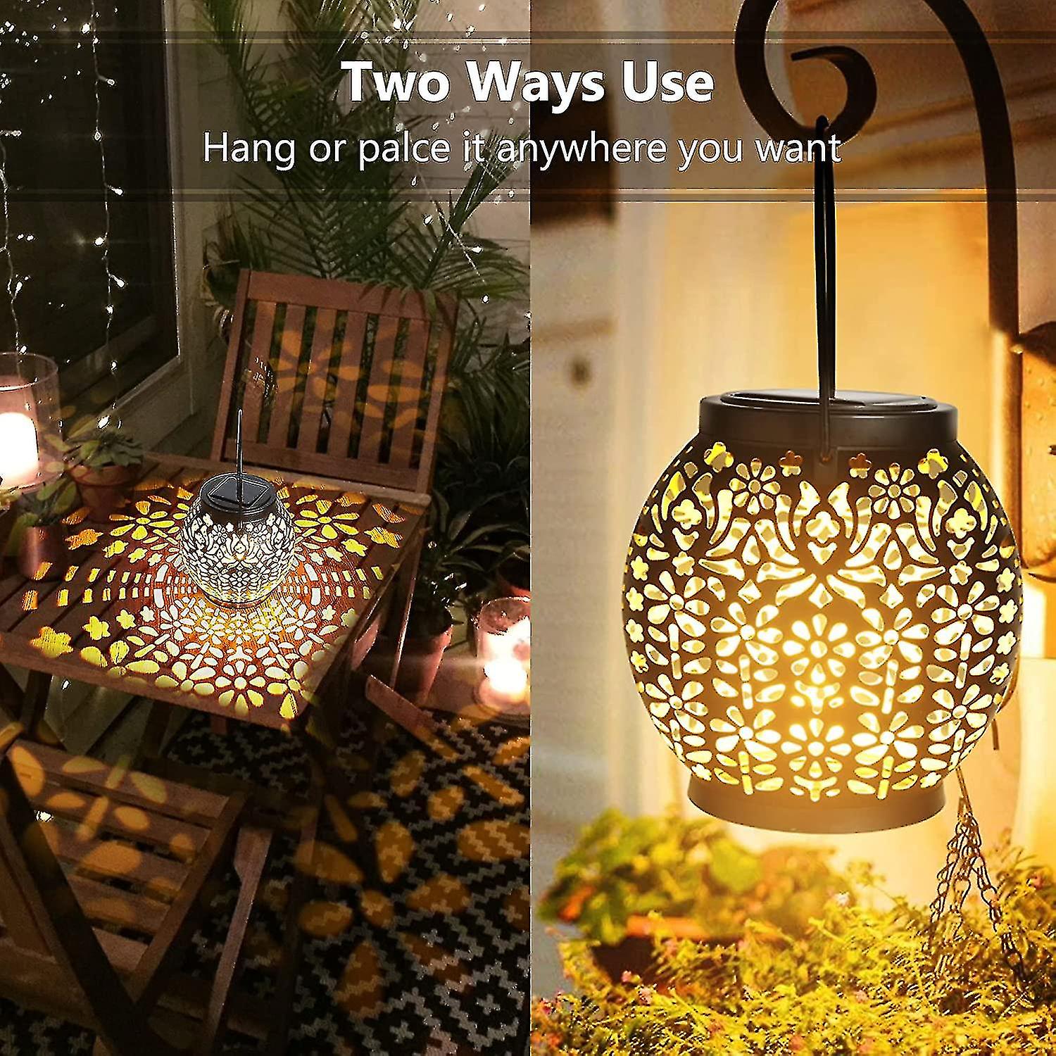 Outdoor Solar Lantern, 2 Pack Balcony Solar Lamp Outdoor Garden Lantern ...