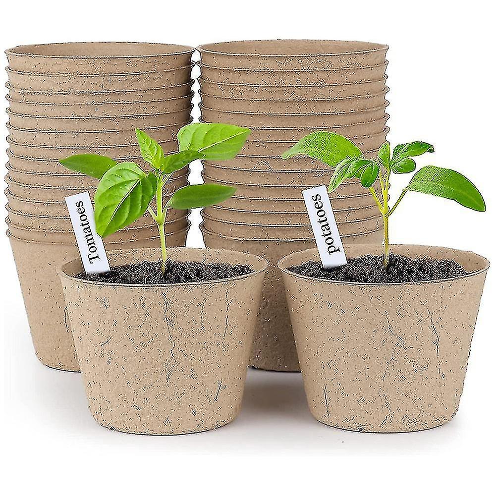 Pots, 30 Pcs 3 Inch Pots Round Pot, Biodegradable Plants Pots With ...