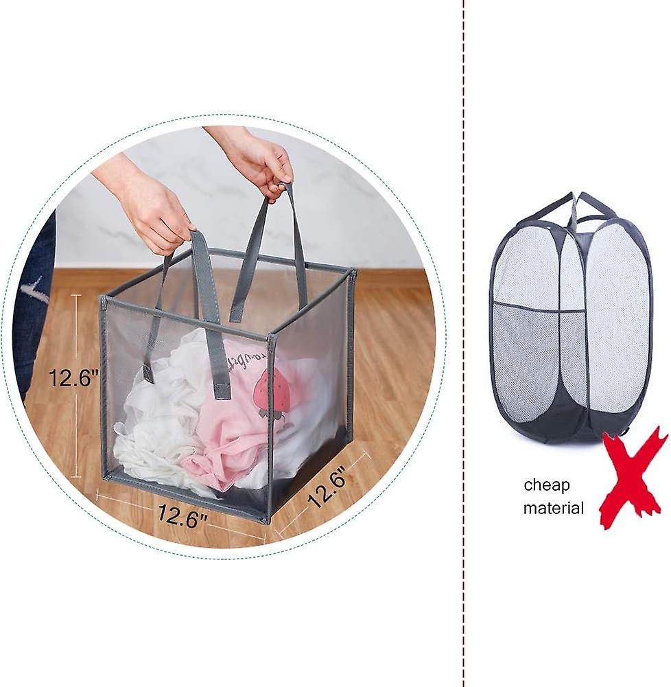 Mesh Popup Laundry Hamper with Handles,Portable Durable Collapsible ...