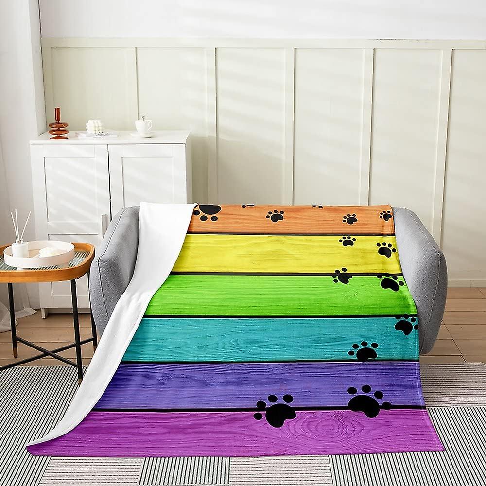 katt hund fotavtryck fleece luddig plysch filt d djur flanell kasta ...