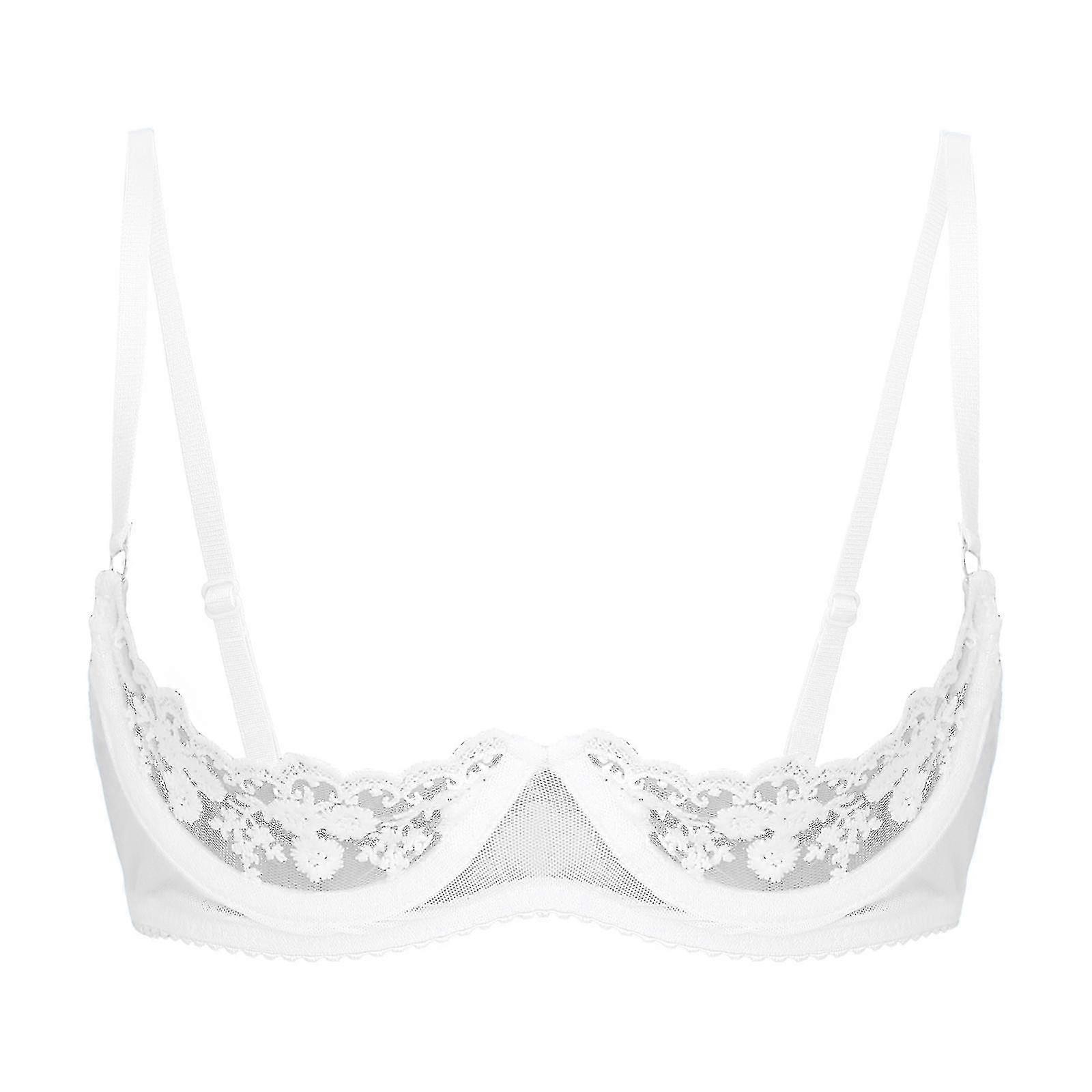 Womens 1/2 Cup Push Up Underwire Lace Bra Lingerie Open Breast Cup Bra ...
