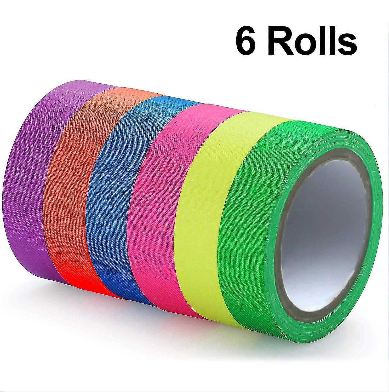6 Rolls Fluorescent Cloth Tape, Luminous Neon Gaffer Tapes, Self ...