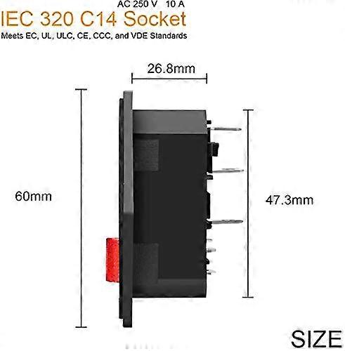 IEC 320 C14 Adapter Connector, Flush Mount Connector 220-250V/10A Flush ...