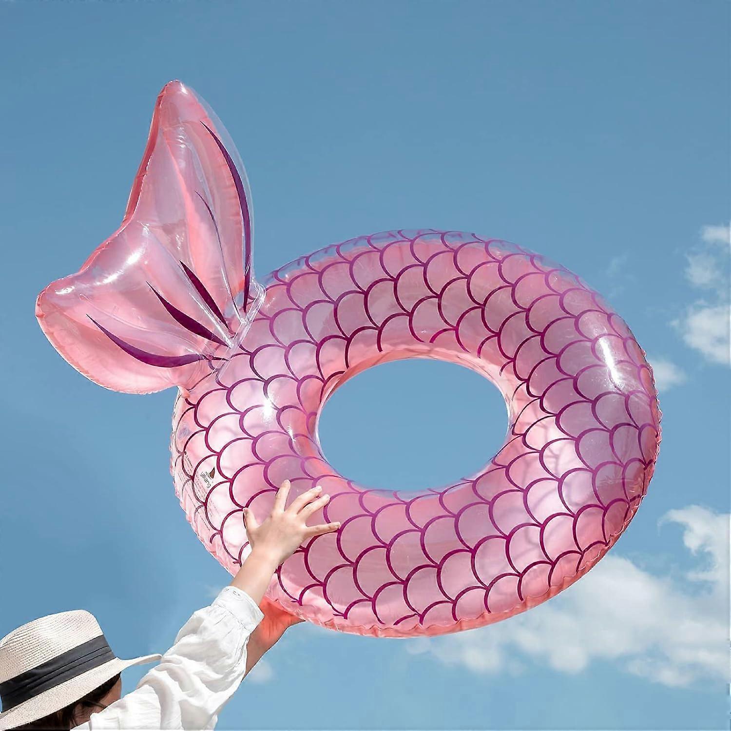 Mermaid Pool Float, Inflatable Mermaid Swimming Ring Floating Bed Float ...
