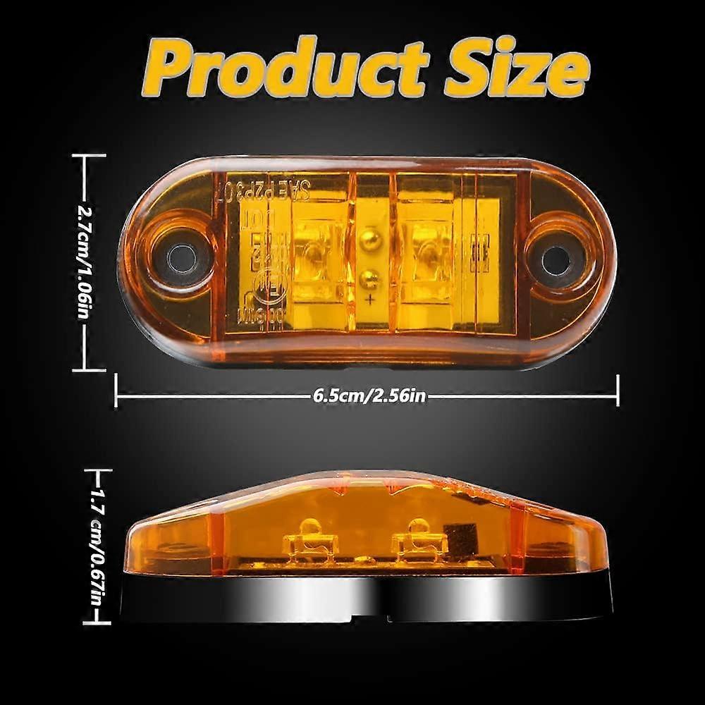 10 Pack Amber DC12-24V IP68 Waterproof LED Trailer Lights Kit Front ...