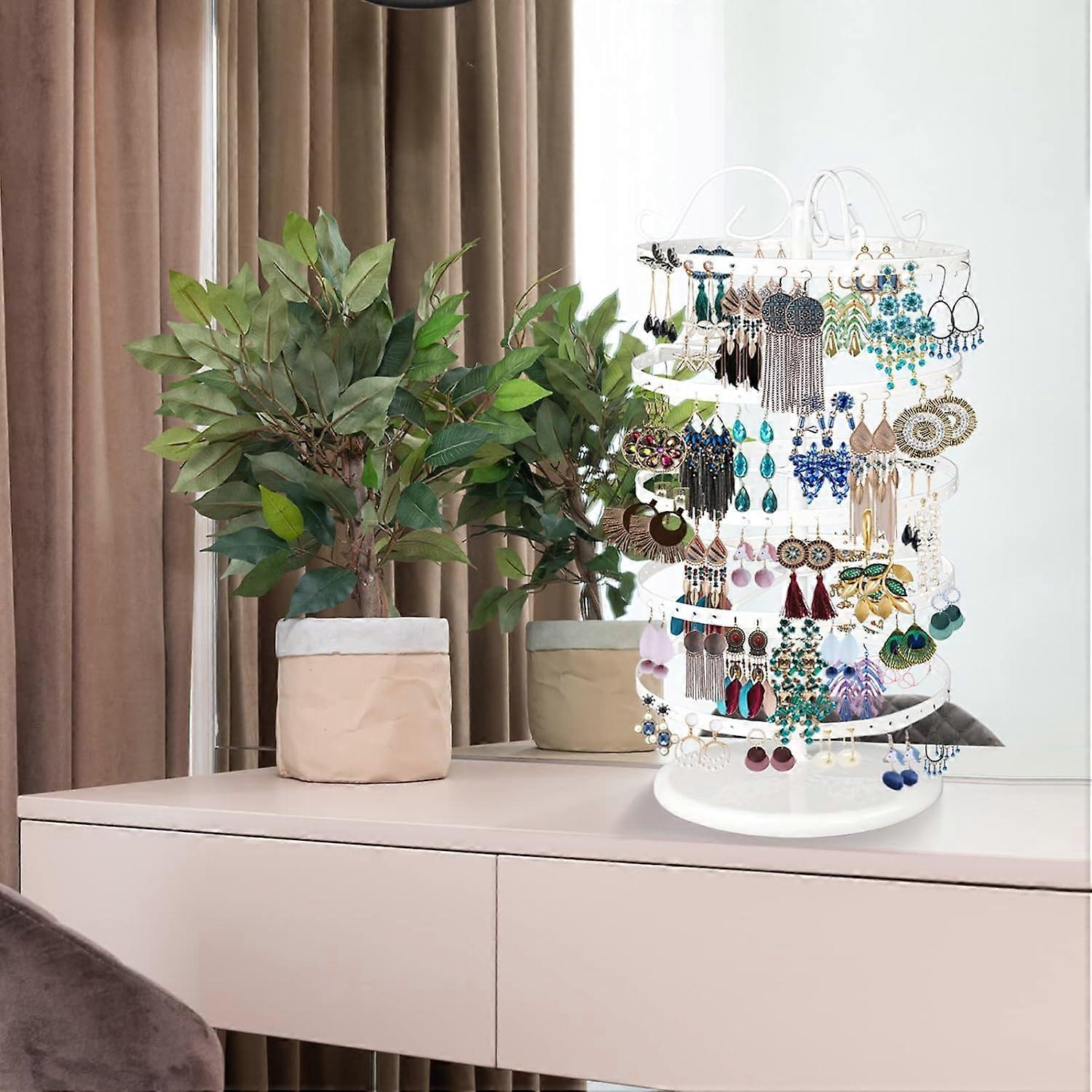 5 Tiers Metal Rotating Earring Holder Organizer, Exquisite Jewelry ...