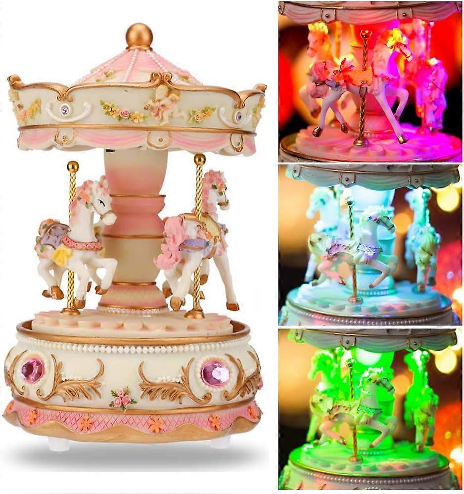 Gift box packaging music box carousel colorful lights unicorn music ...