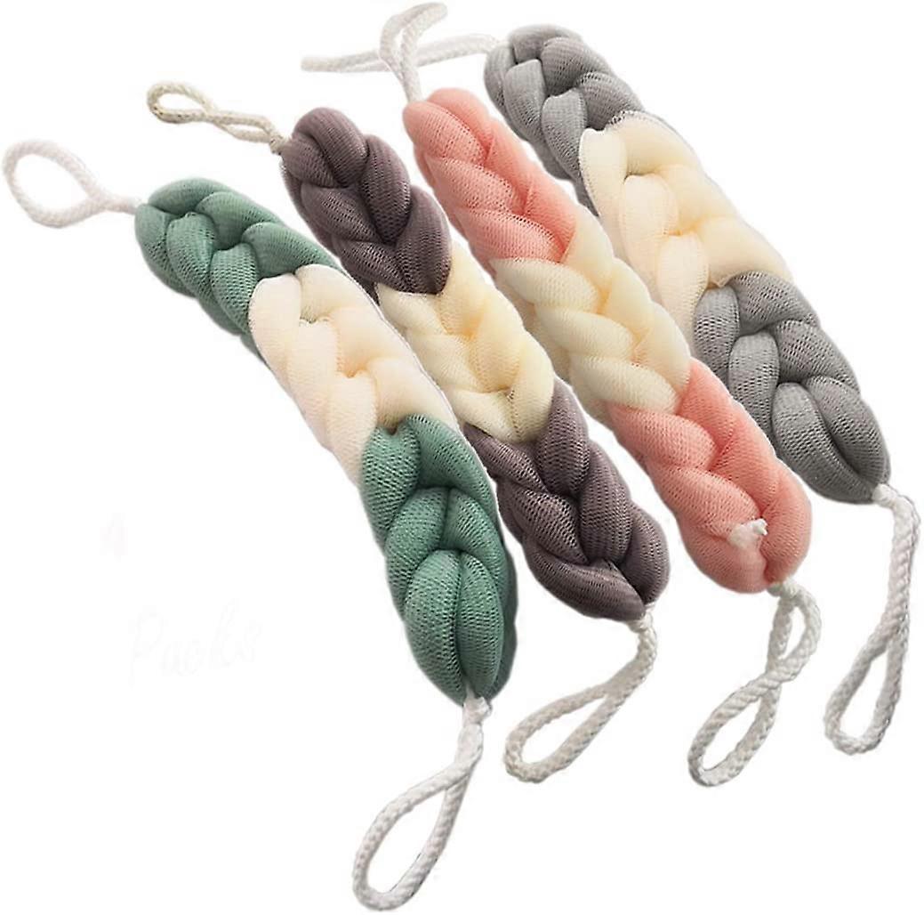4 Packs Long Stretch Back Sponge with Rope Handles Back Scrubber Bath ...