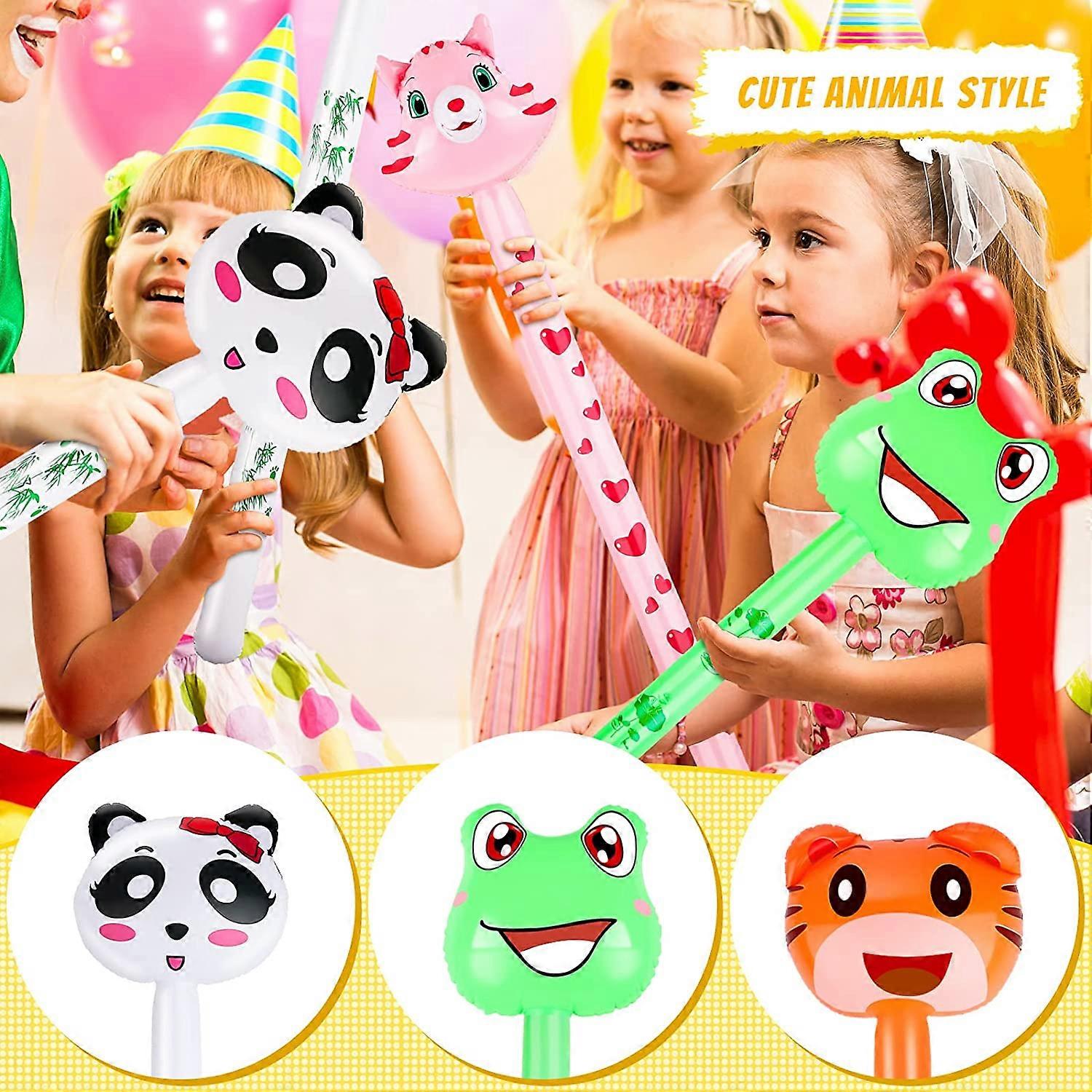 9 Pcs Inflatable Animals Stick with Sound Jungle Safari Inflatable Toys ...